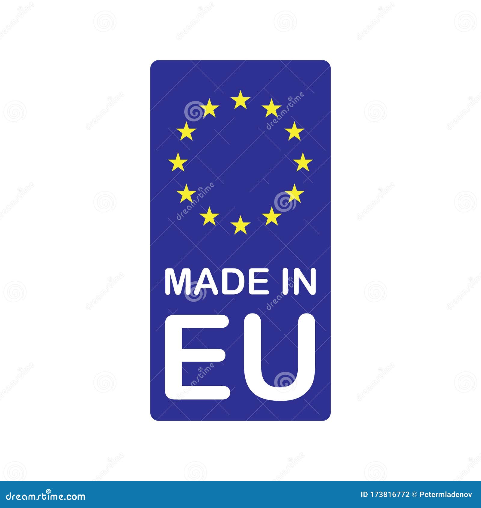 Made in EU European Union Vertical Label with Europe Flag Stars. Stock ...