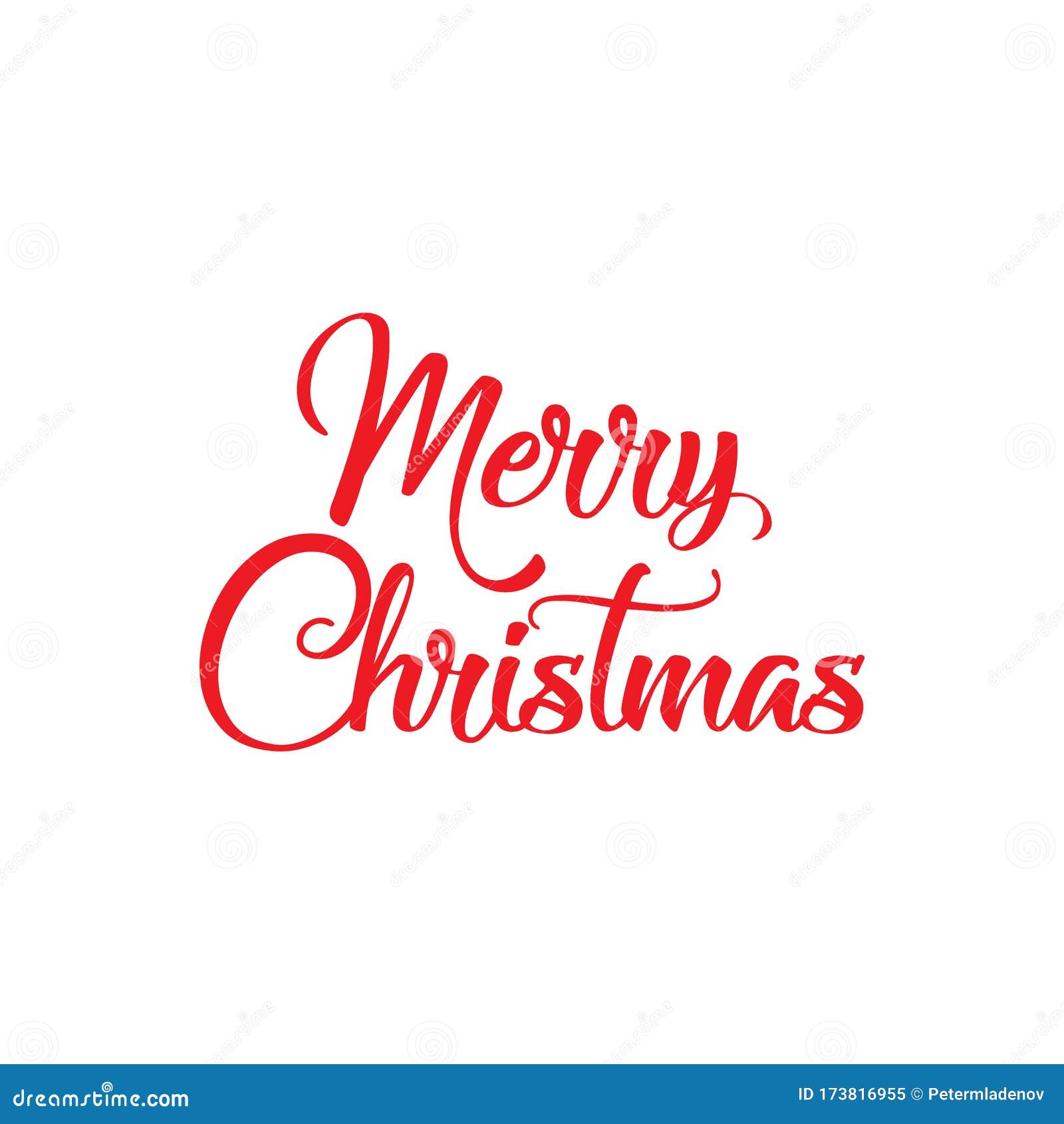 Merry Christmas Red Hand Drawn Lettering on White Background Vector ...