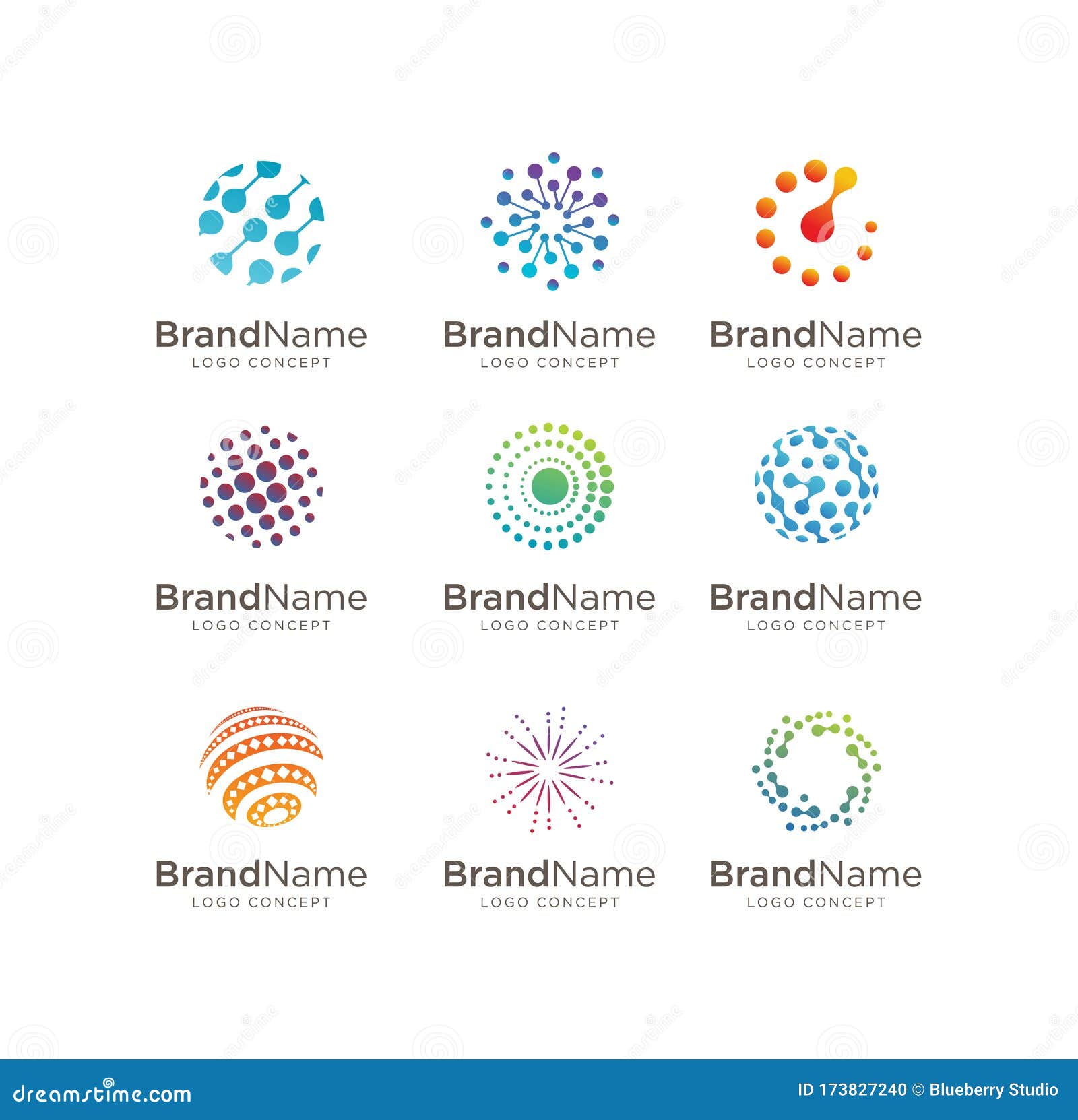 Set of Circle Tech Logo . Modern Circle Technology Logo Simple Tech ...