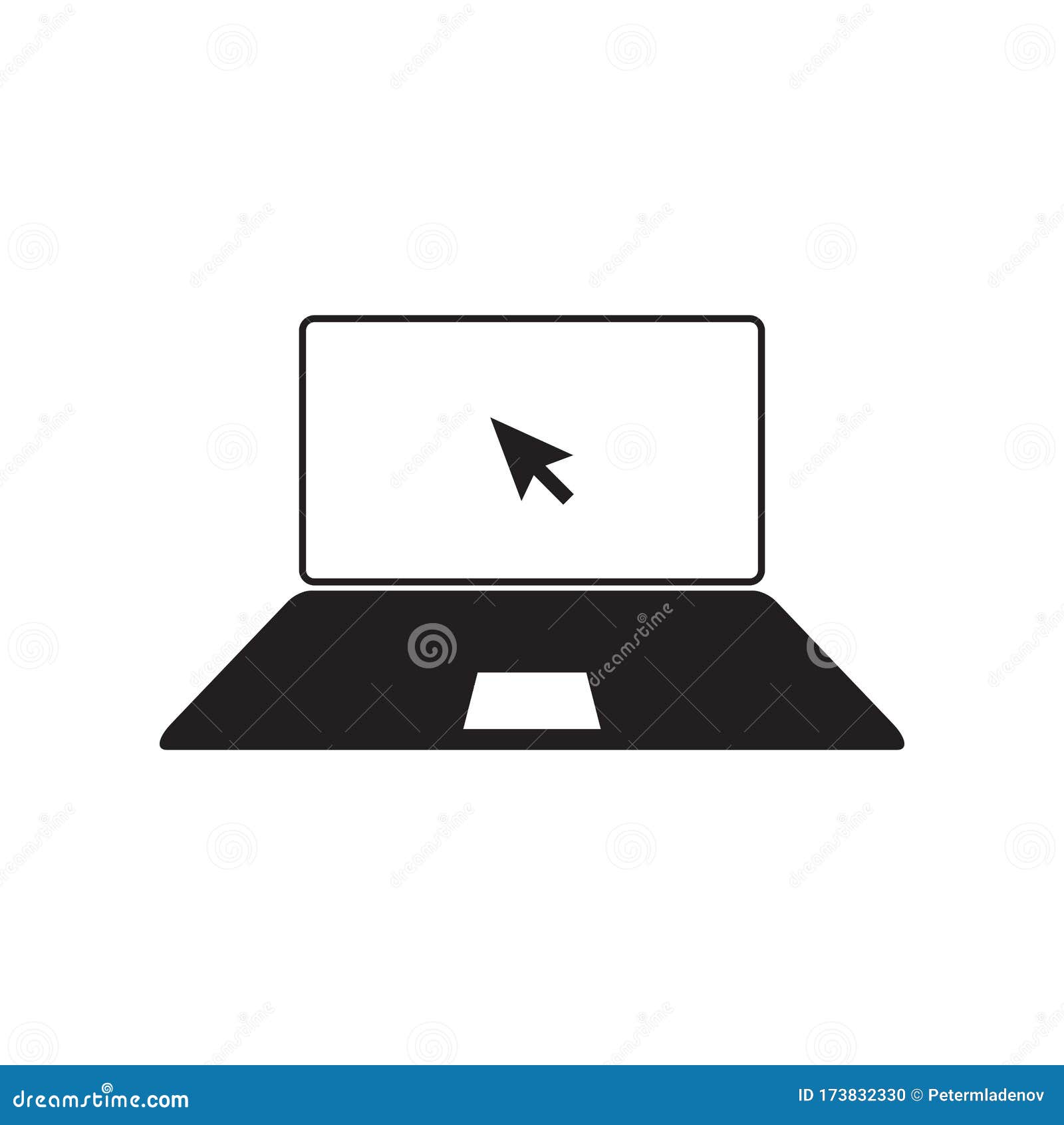Laptop or Notebook with Mouse Pointer Icon Isolated on White Background ...