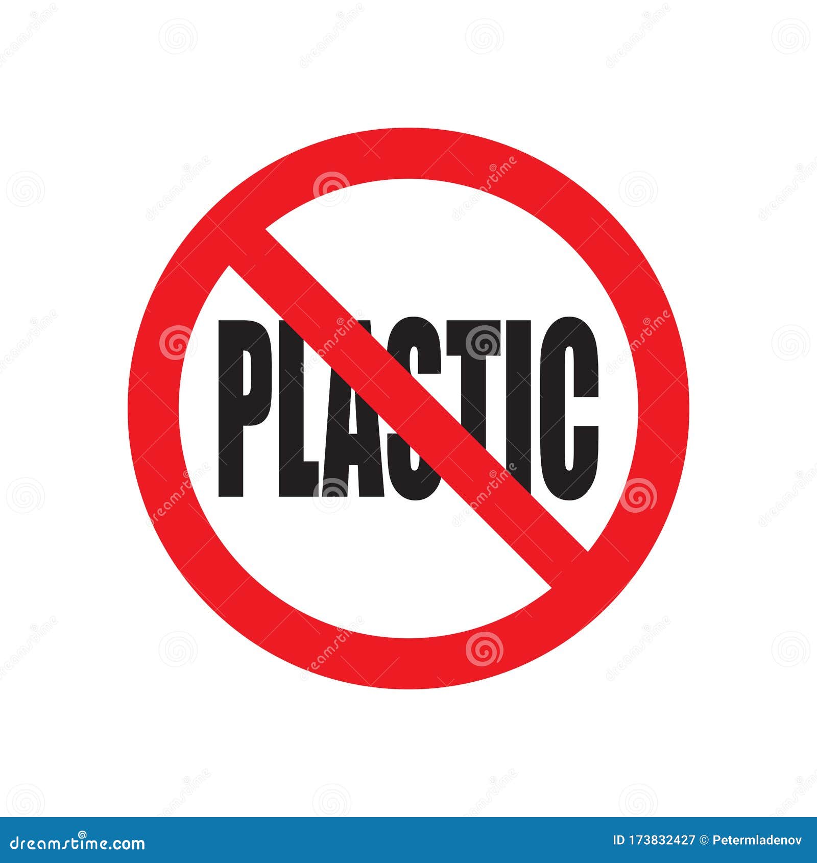 No Plastic, Prohibition Sign. Vector Illustration. Stock Vector ...