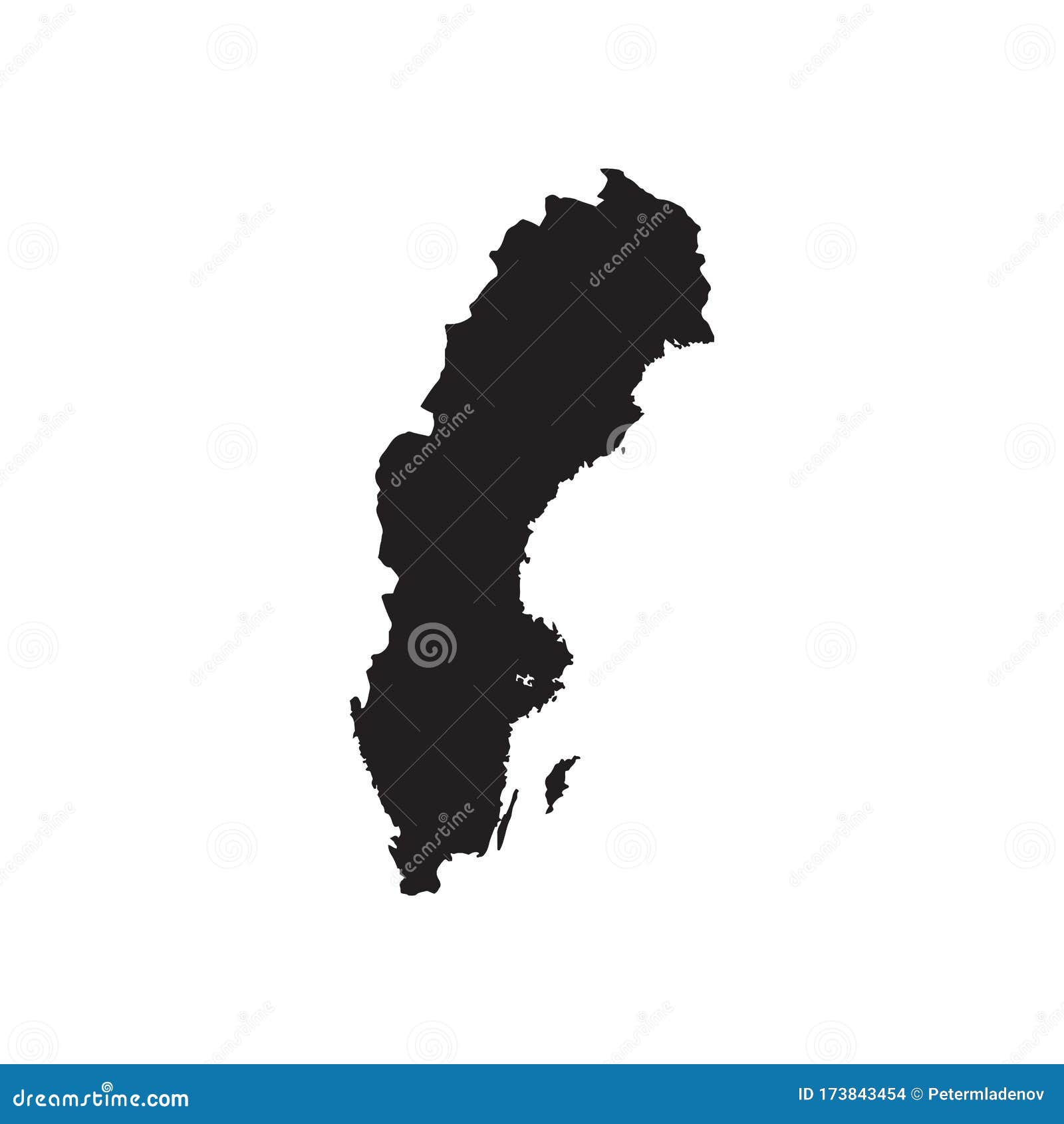 Sweden Map Vector, Isolated On White Background. Black Map Template ...