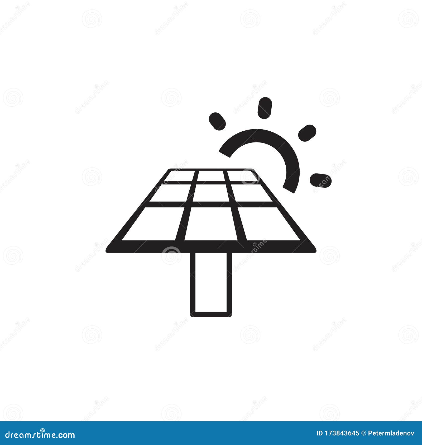 Solar Energy Panel. Simple Flat Icon. Black and White Stock Vector ...