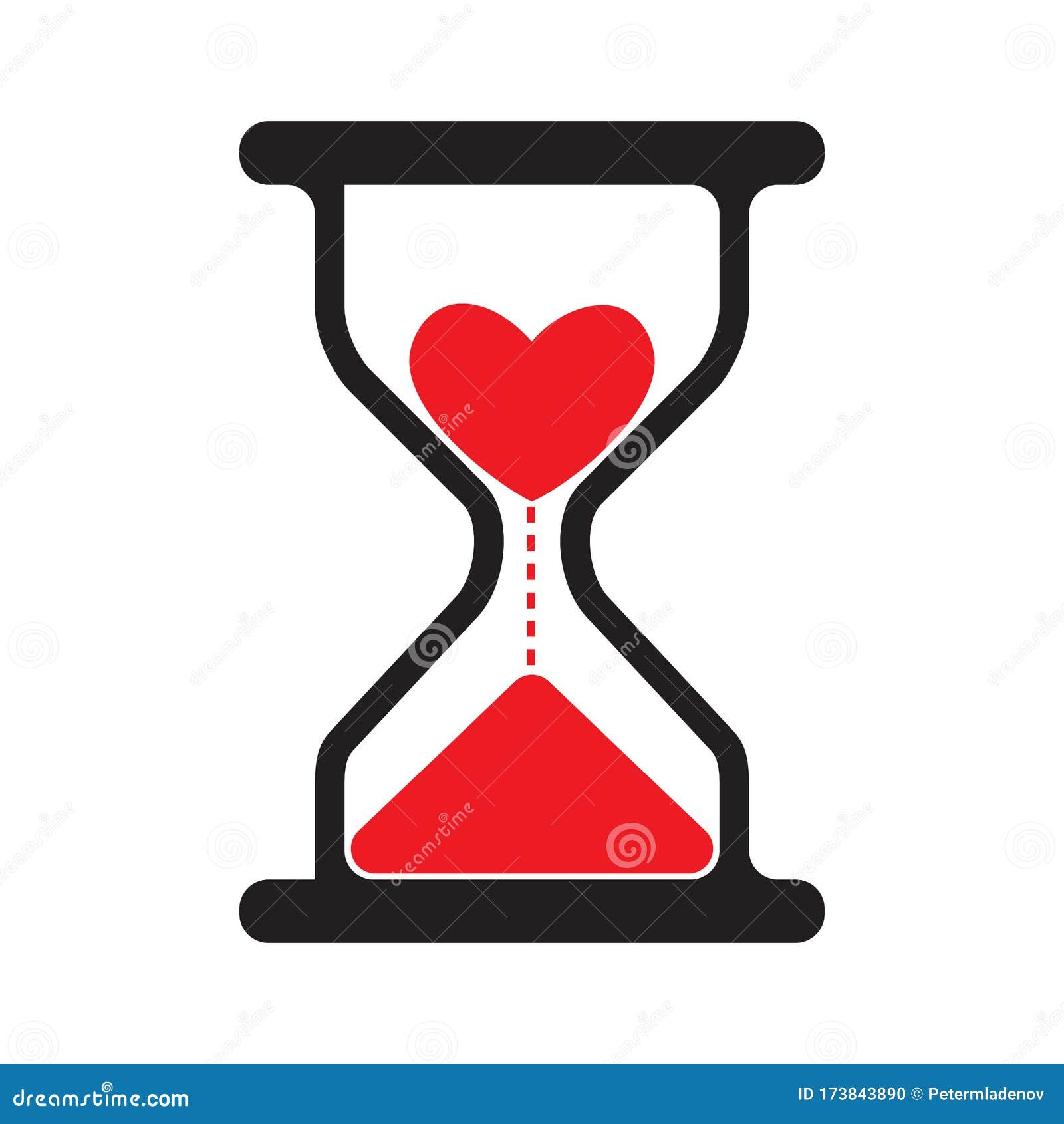 Conceptual Sand Glass Clock Filled With Red Sand In The Shape Of A ...