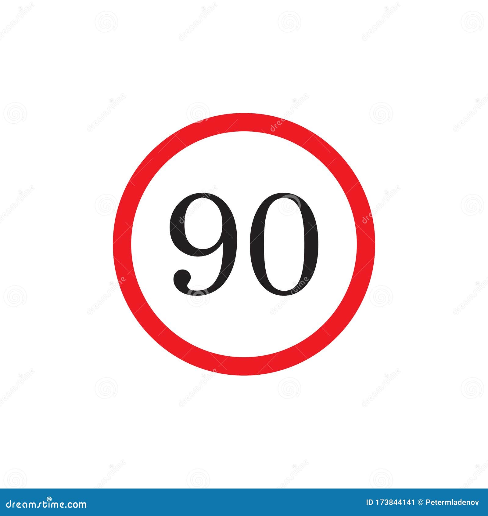 90 Speed Limitation Road Board Sign. Vector Illustration Isolated on ...