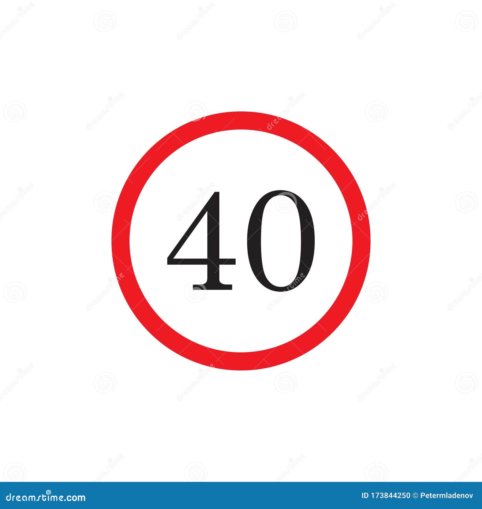 40 Speed Limitation Road Board Sign. Vector Illustration Isolated on ...