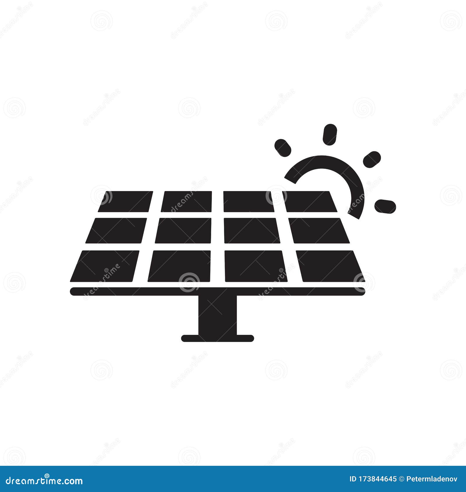 Solar Energy Panel. Simple Flat Icon. Black and White. Vector ...