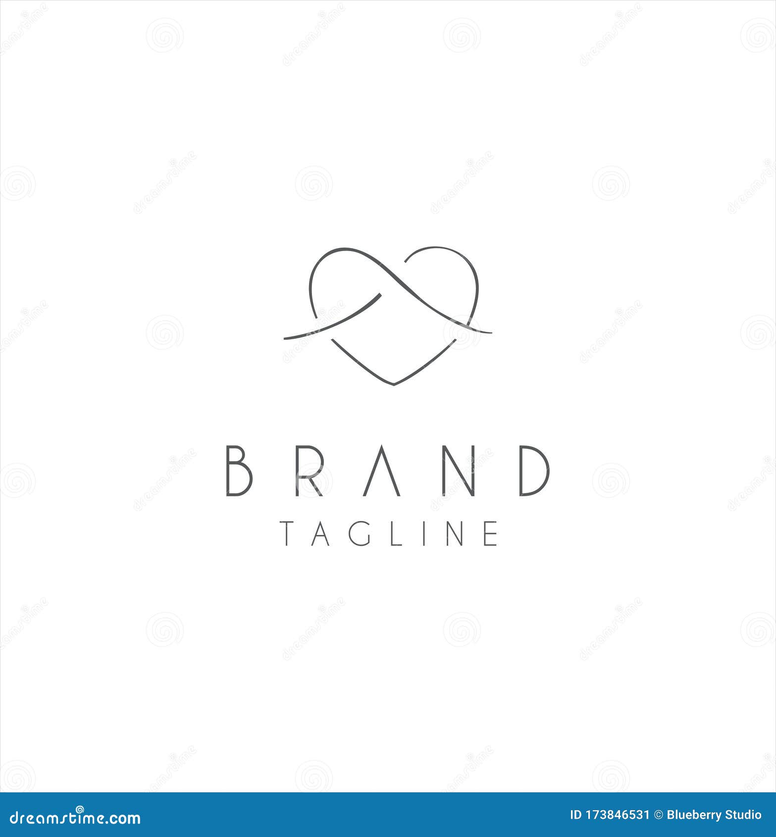 Monogram Heart Love Logo Line Design Abstract Stock Vector . Love Heart ...