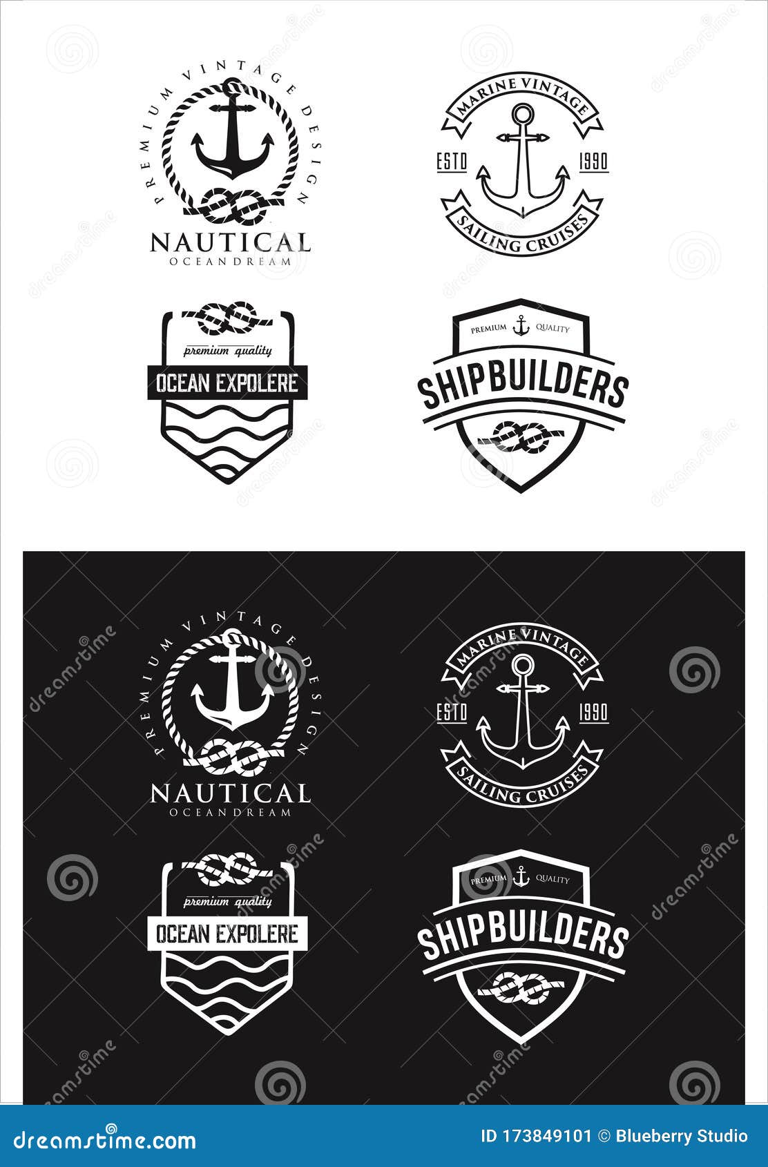 Nautical Logos Templates. Vector Object And Icons For Marine Labels ...