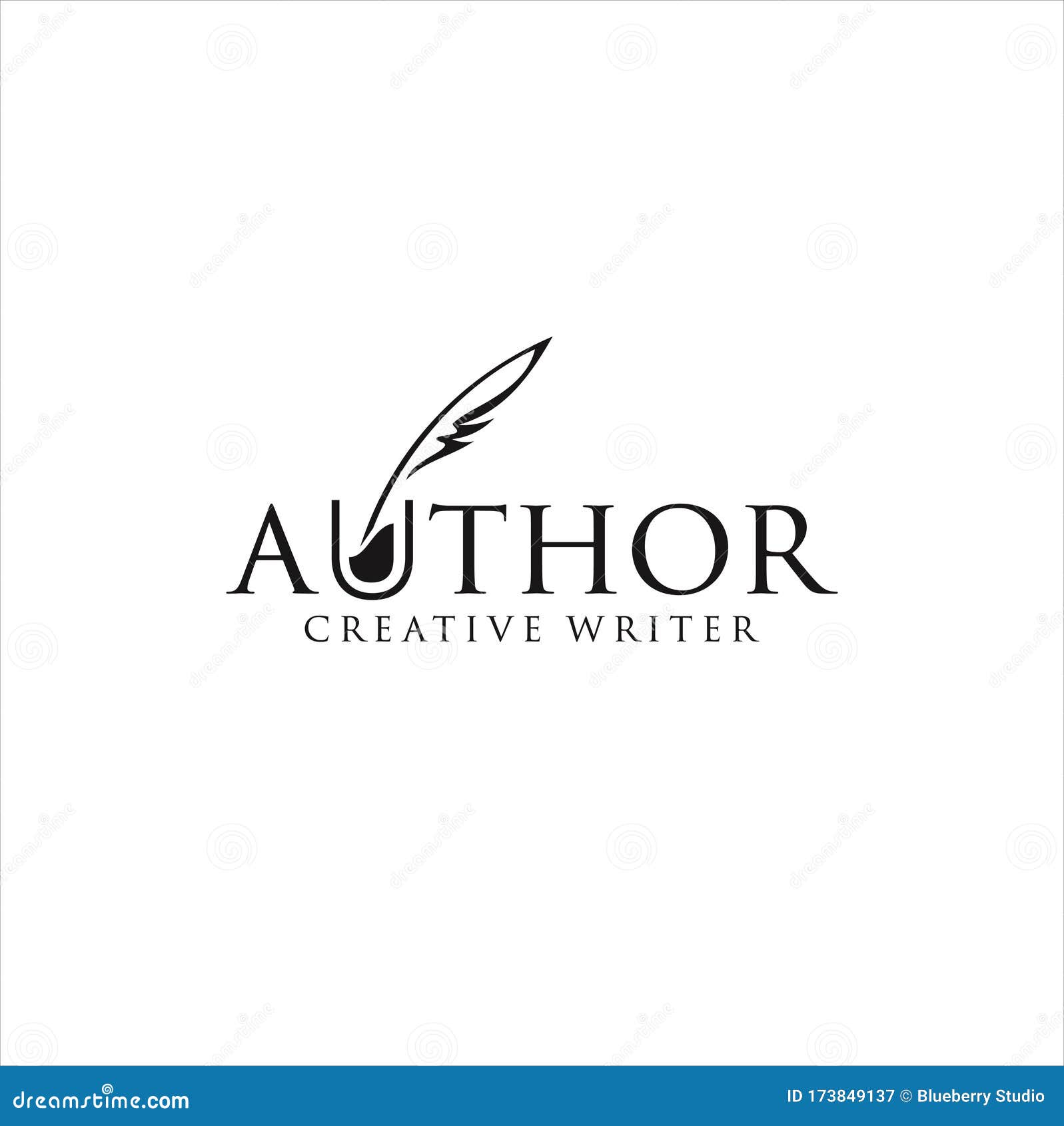 Author Write Logo Templates Design Vector Stock . Vintage Pen Feather ...