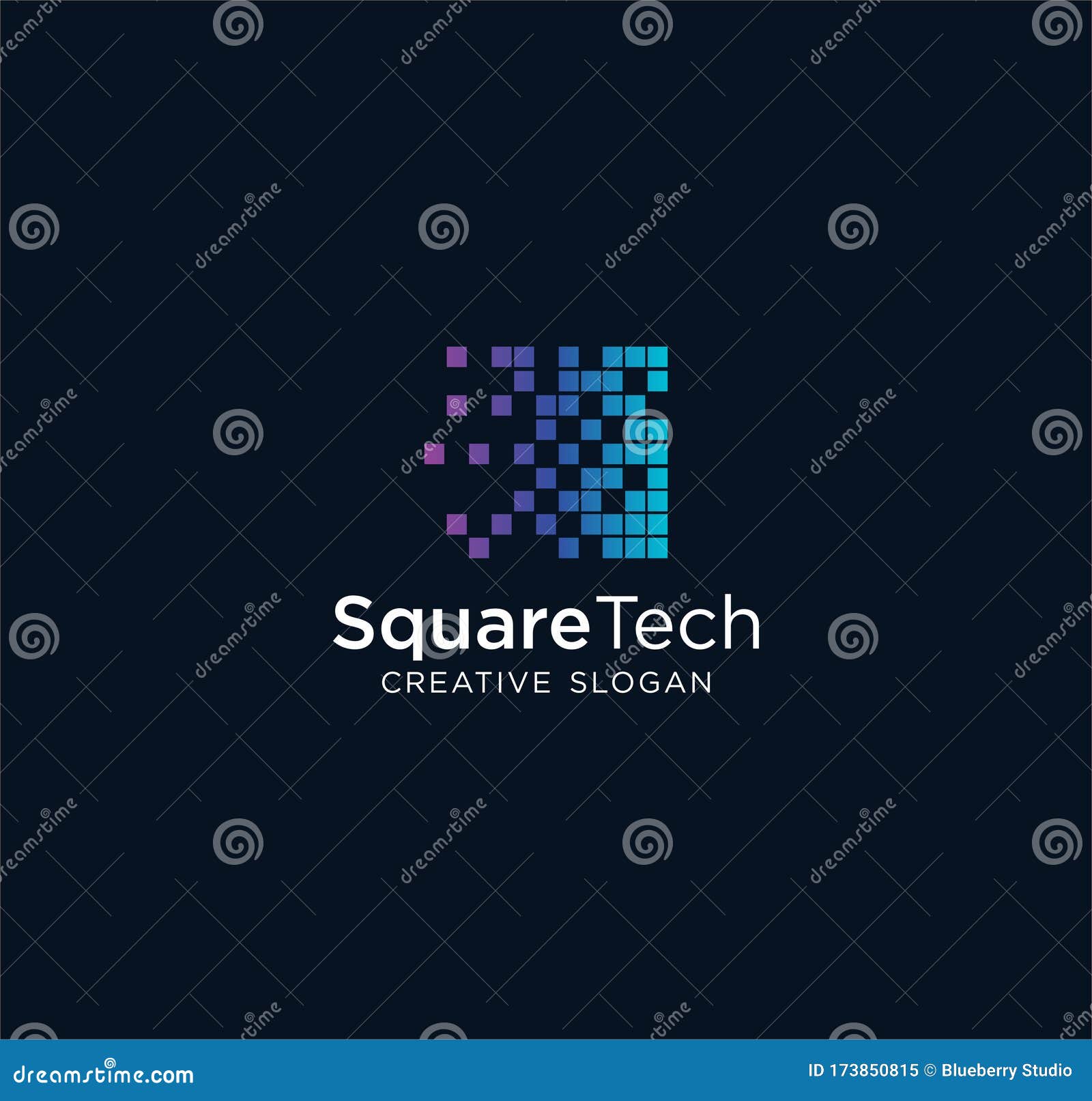Square Digital Logo Design Vector Stock . Square Tech Logo with Dark ...