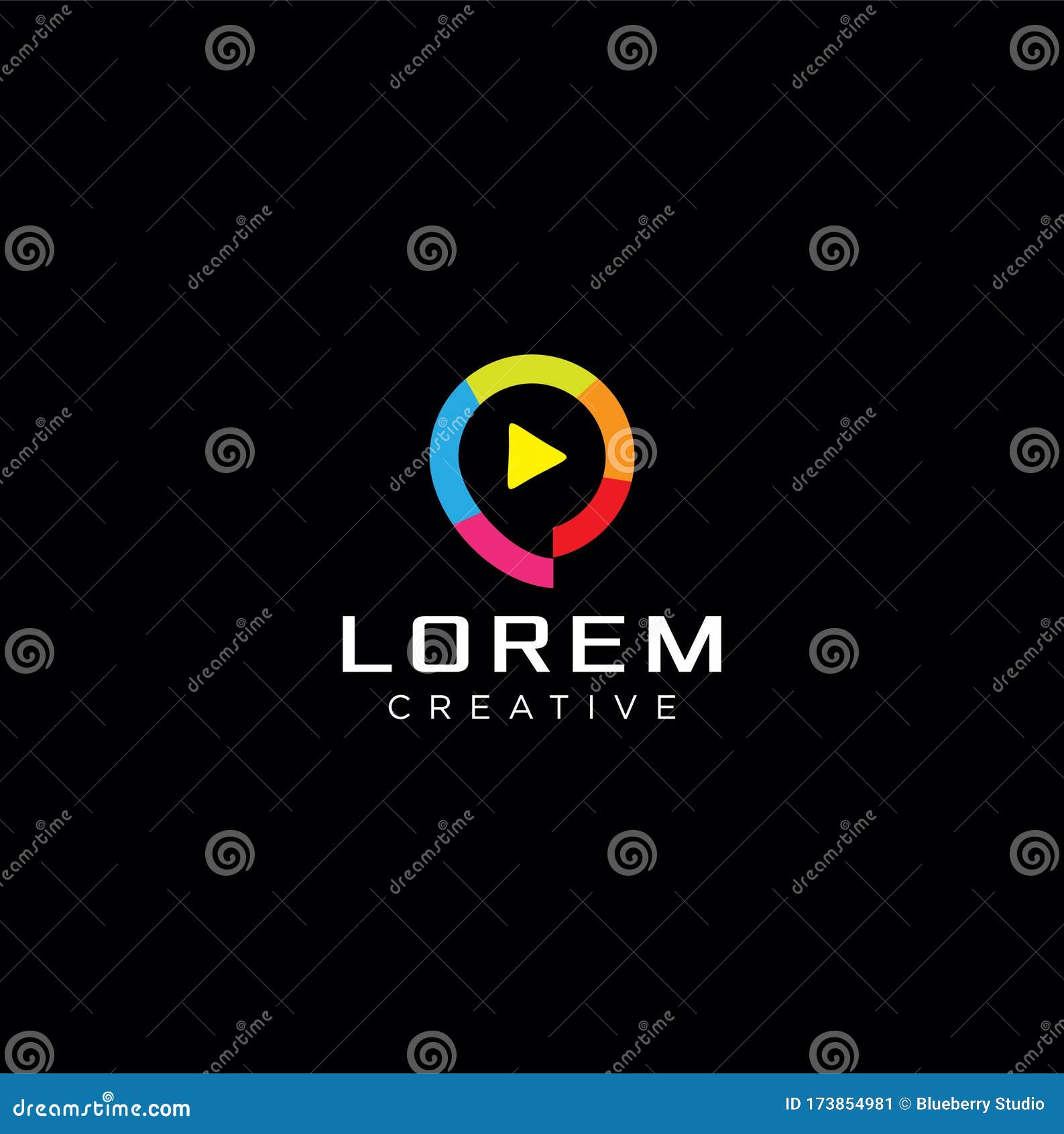 Colorful Play Logo Design Vector with a Black Background . Media Tech ...