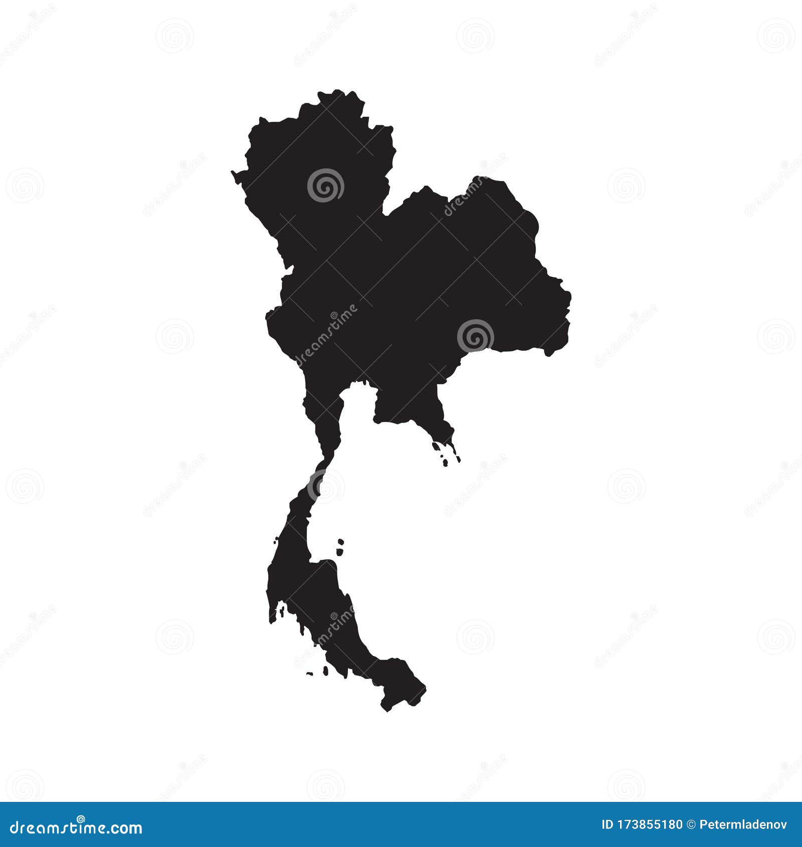 Thailand Map Vector, Isolated on White Background. Black Map Template ...