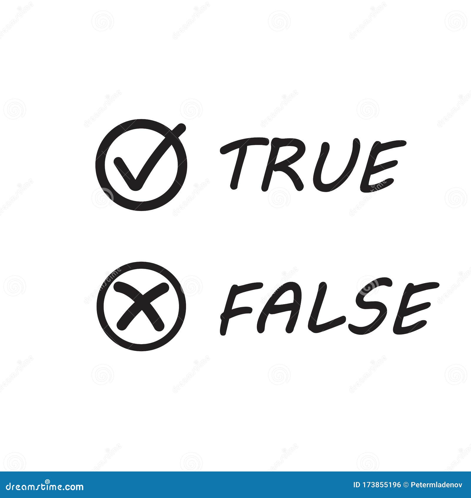 True and False with Yes and No Check Marks. Vector Illustration. Black ...