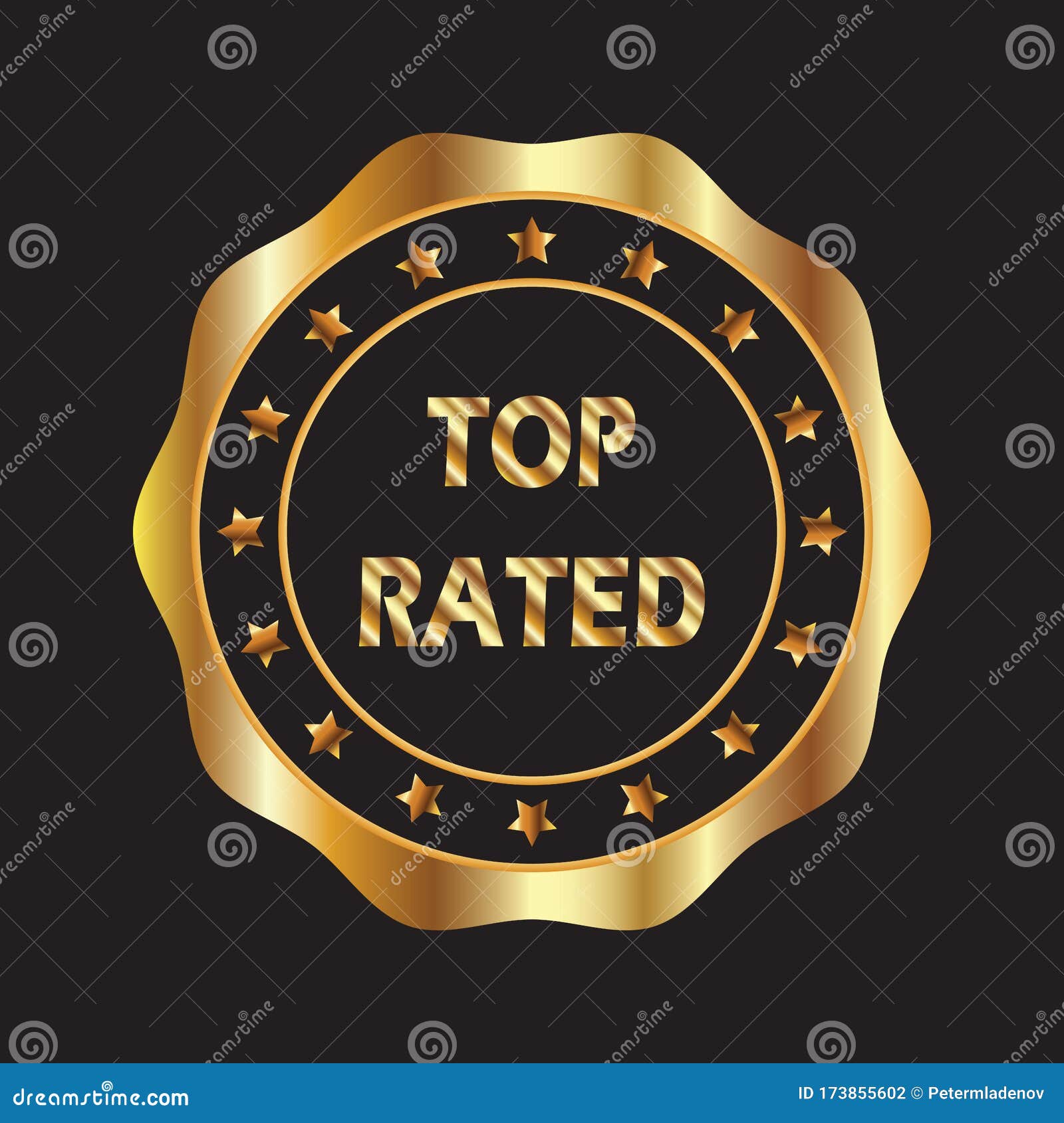 Luxury Golden Emblem with Top Rated Text. Can Be Used for Label, Seal ...