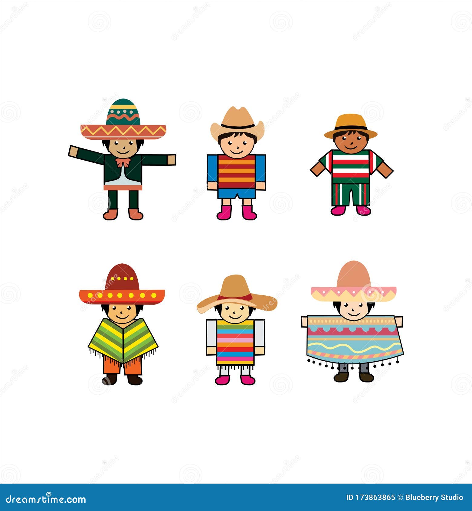Set of Isolated Children of Mexican . Mexican Culture, Kids Stock ...