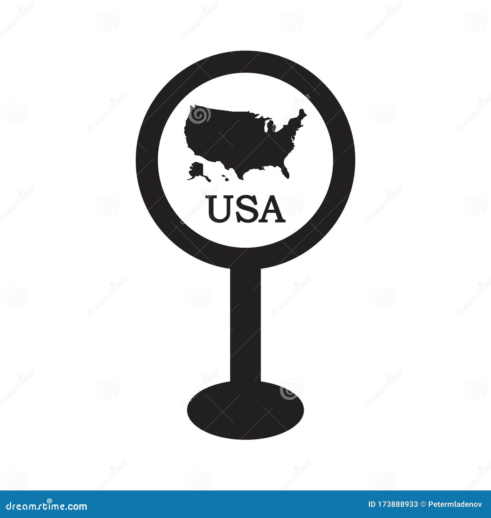 United States of America USA Map in Pin Location Sign. Vector ...