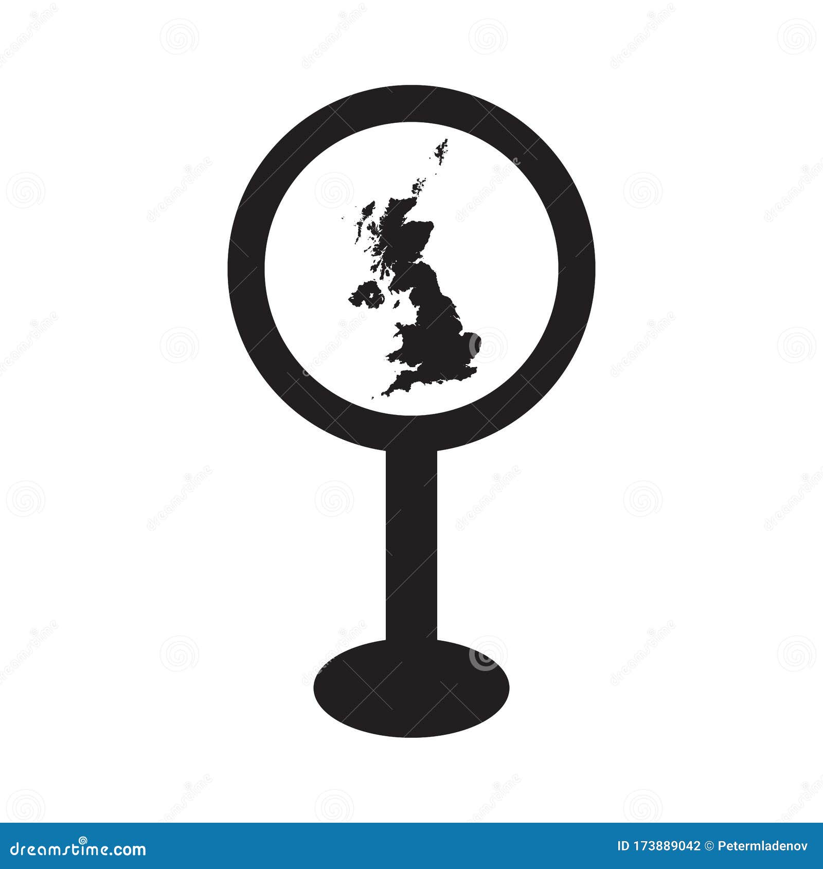 UK Map in Pin Location Sign. Vector Illustration, Isolated on White ...