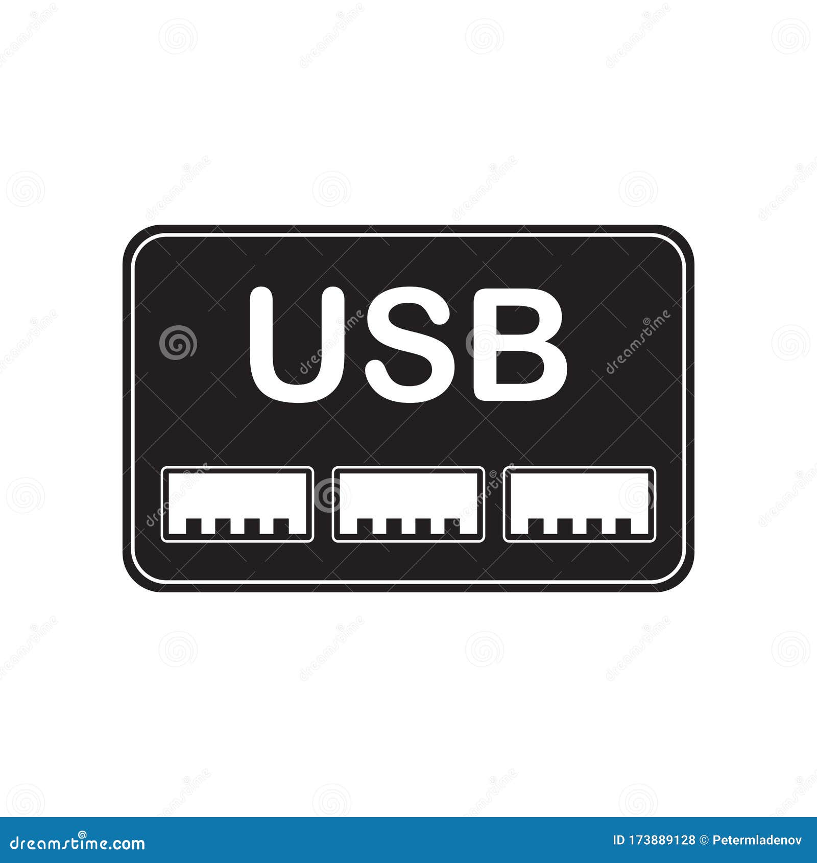 Usb Port Sign Isolated on White Background. Vector Icon Concept Drawing ...