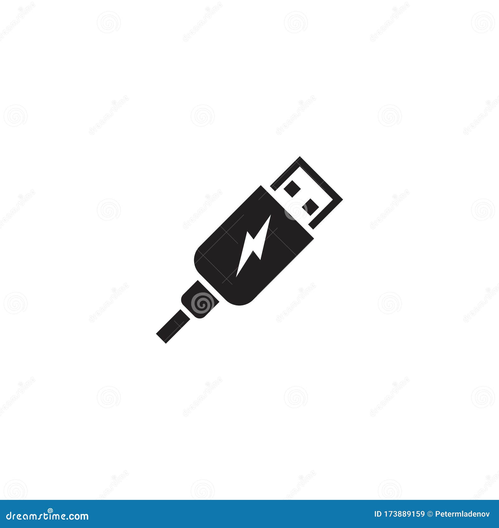 Usb Charging or Data Cable Icon in Flat Style. Vector Illustration on ...