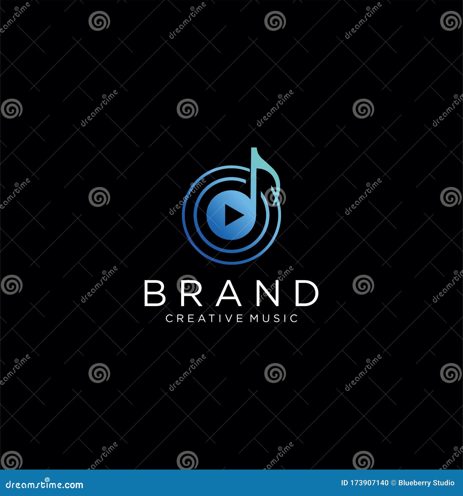 Play Music Video Logo Design . Media Player Note Logo Emblem Stock ...