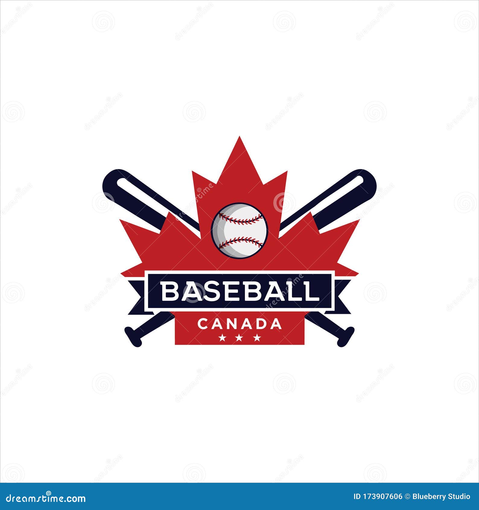 Canadian Baseball Logo Design Vector Illustration. Maple Leaf Baseball ...