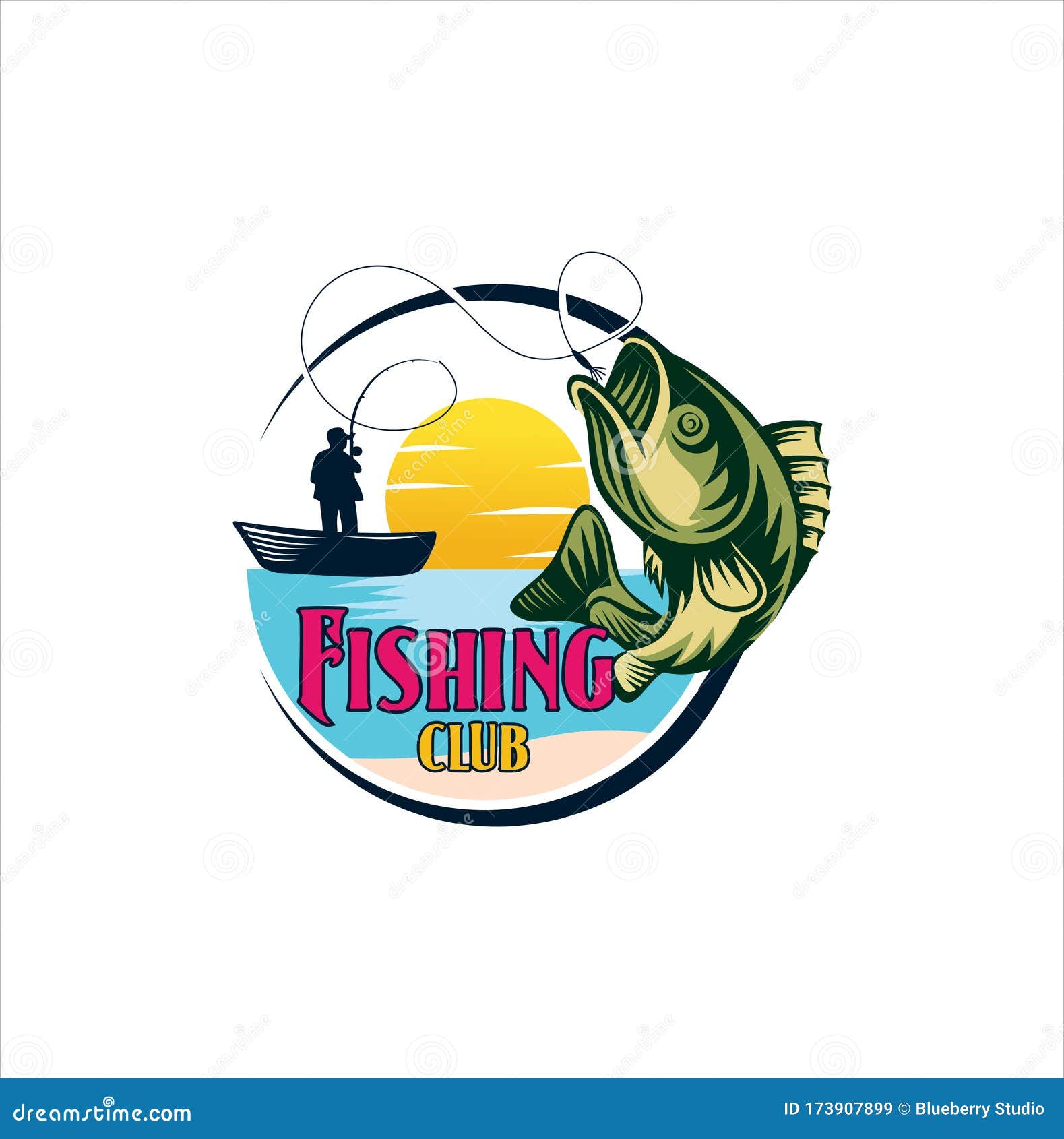 Fishing Logo Design Template. Fishing Logo Bass Fish with Club Emblem ...