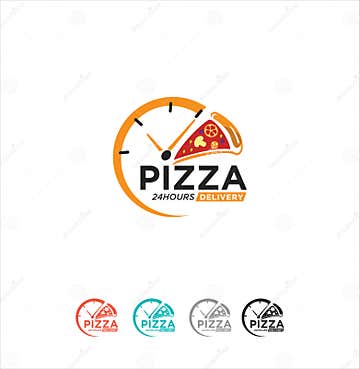 Pizza Time Logo Design Vector Stock . Pizza Delivery Logo Illustration ...