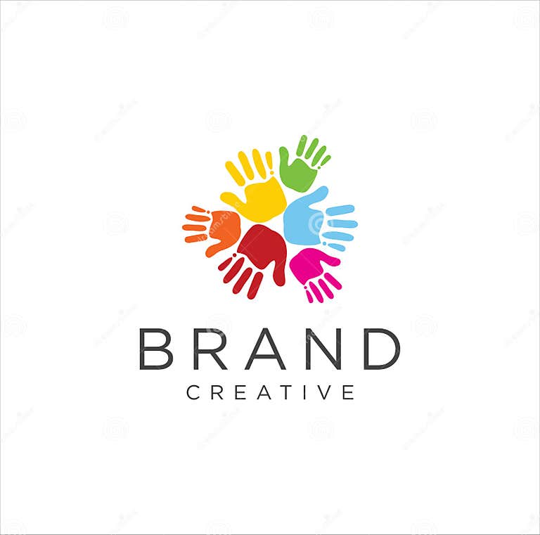 Hand Circle Logo Colorful Design Vector Illustration . Illustration of ...