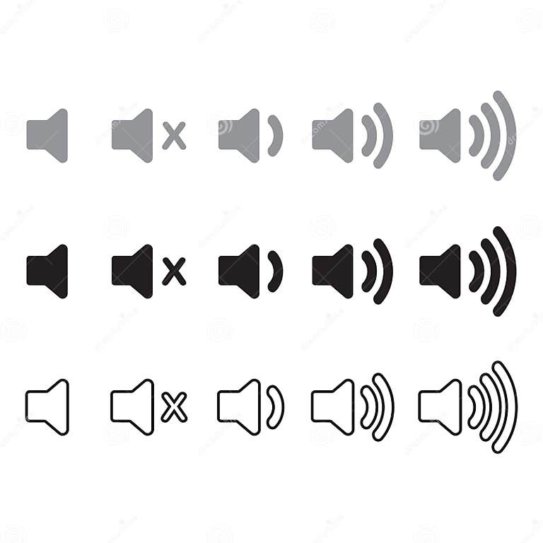 Set of Speaker Volume Web Icons. Increases and Reduces the Sound Icon ...