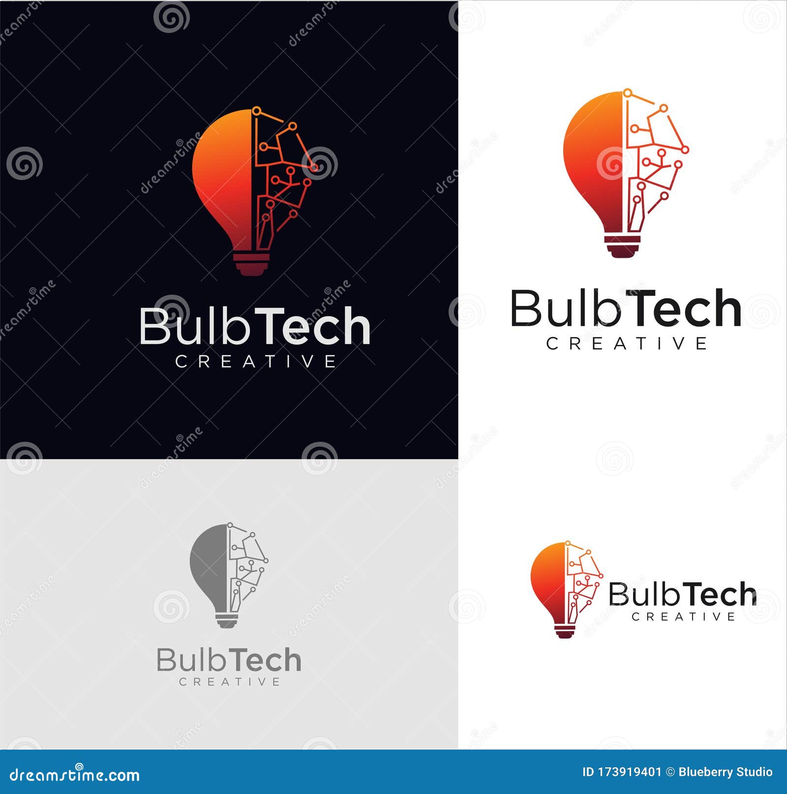 Smart Bulb Tech Logo Icon . Idea Creative Light Bulb Logo . Bulb ...