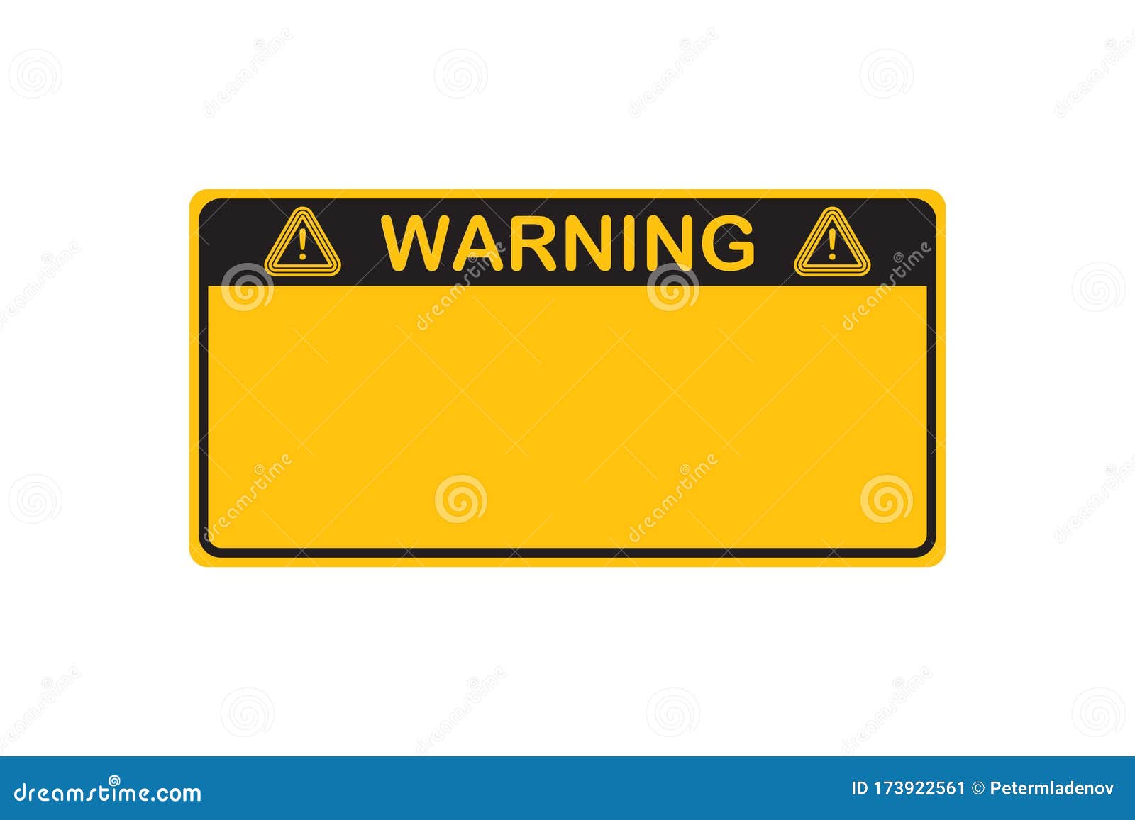 Warning Sign with Empty Space in Yellow Rounded Line Frame Isolated on ...