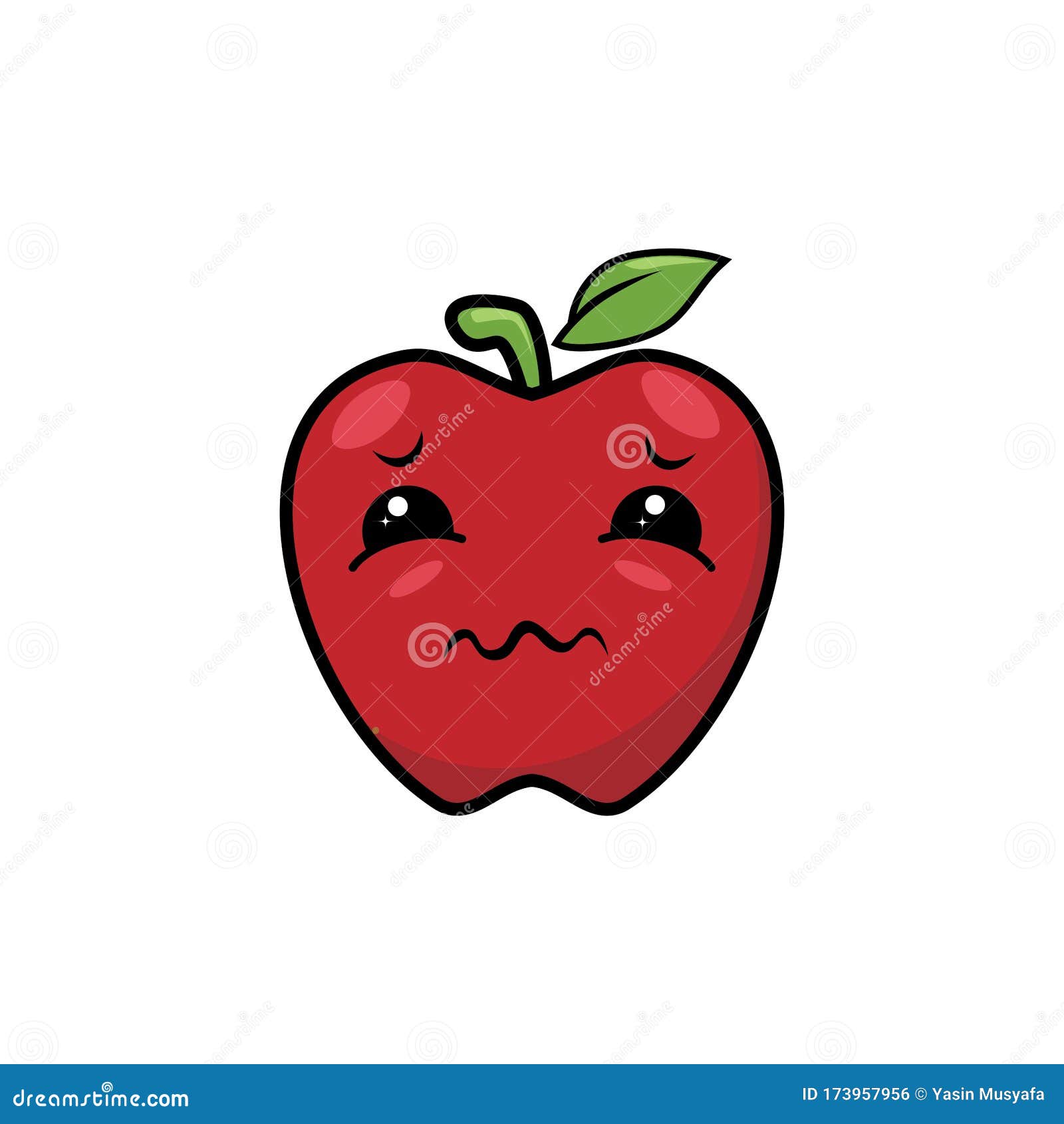 Illustration Graphic Vector Of Red Apple With Sad Expression, Crying ...