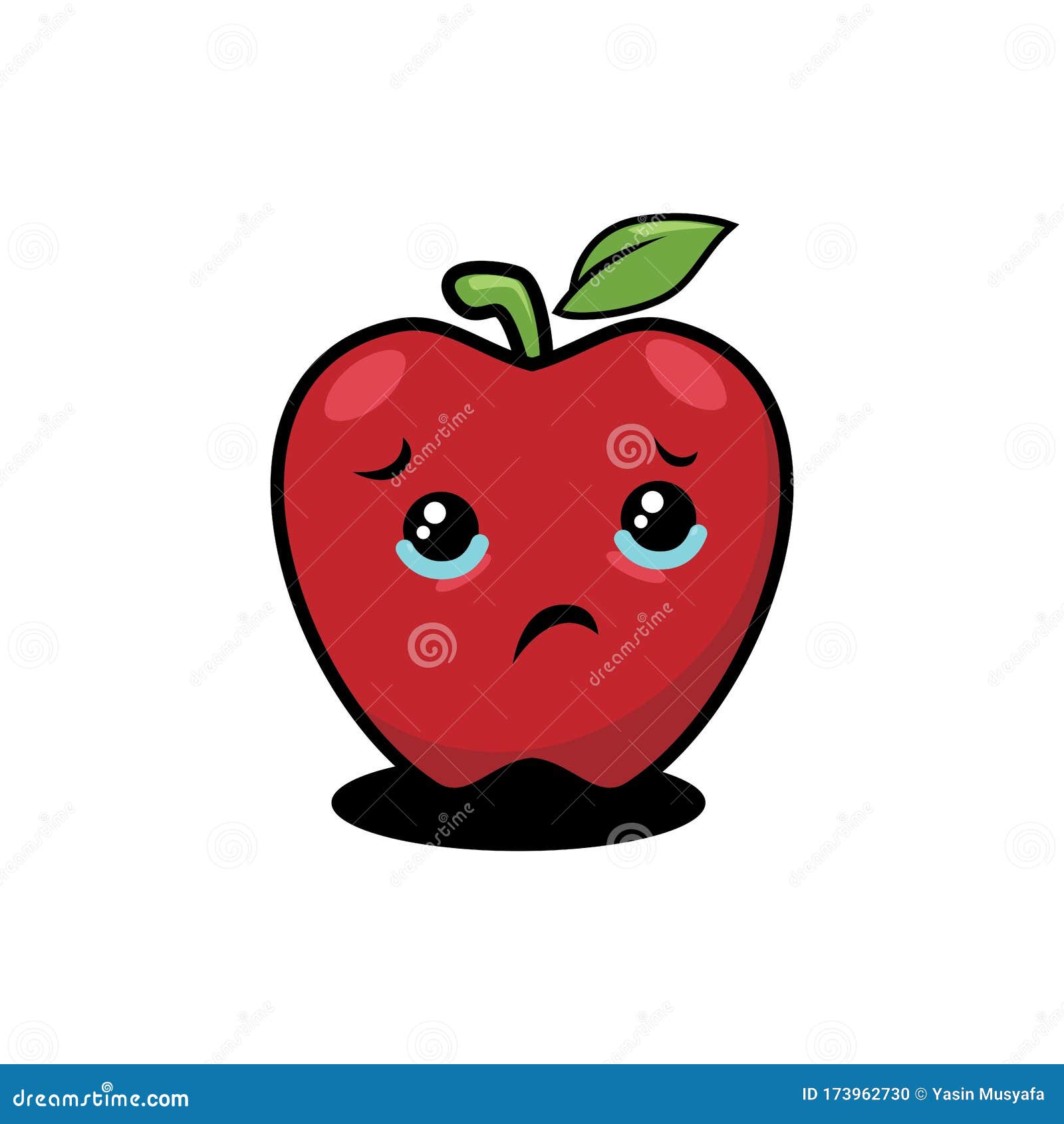Illustration Graphic Vector of Red Apple with Sad Expression, Crying ...