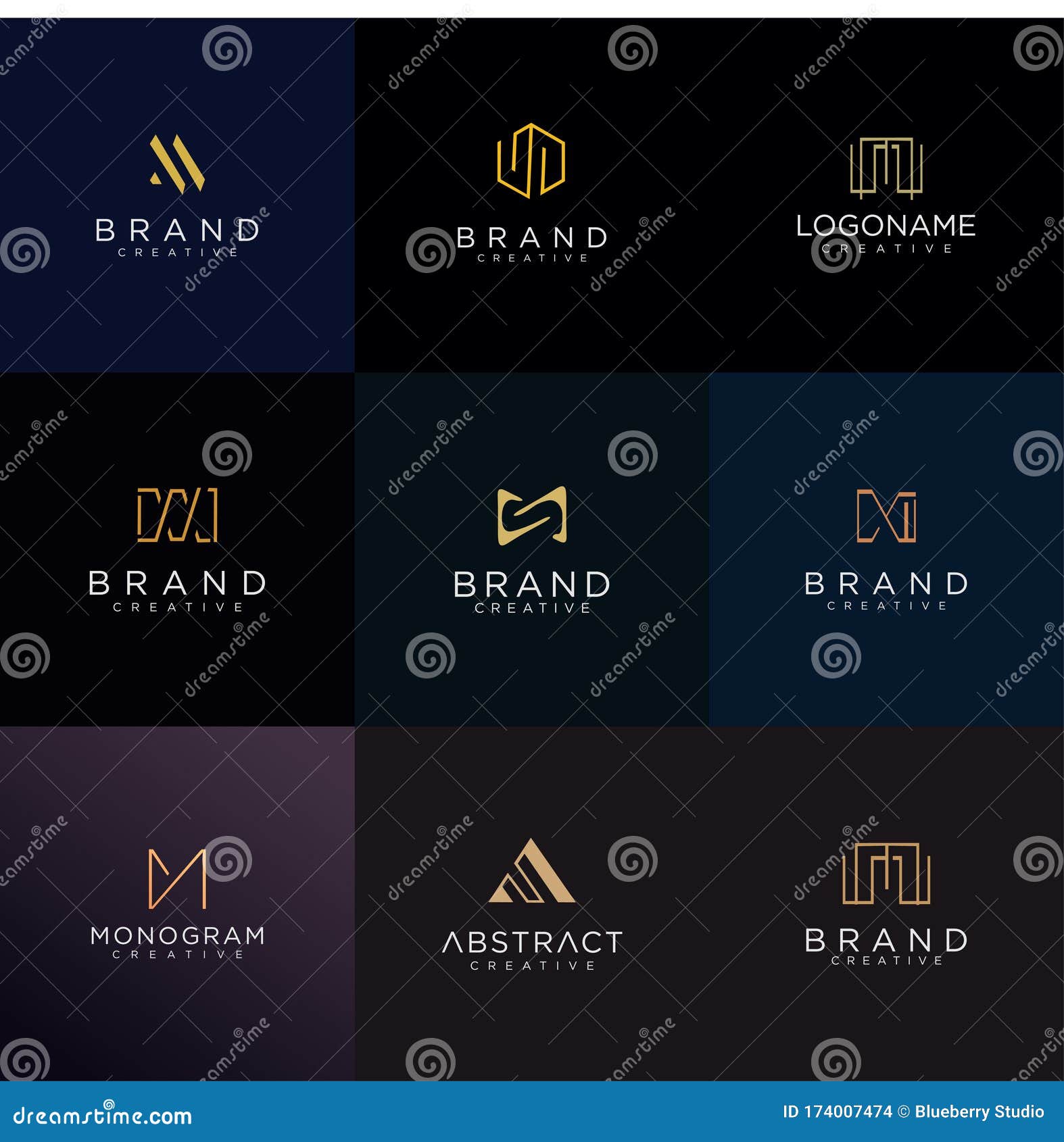 Big Set of Monogram Letter Logo Luxury with Thin Black Monogram Outline ...