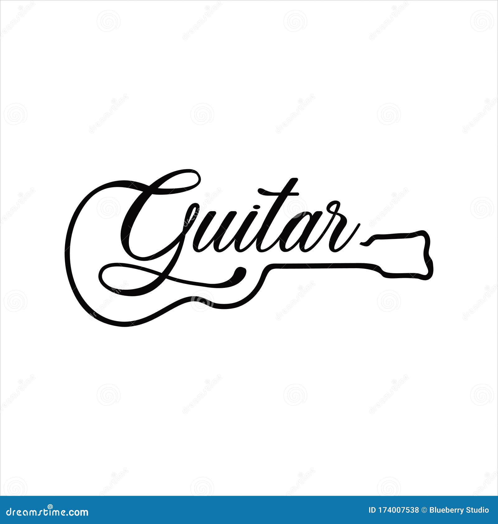 Guitar Logo Design Vector Stock Illustration . Guitar Shop Logo . Rock ...