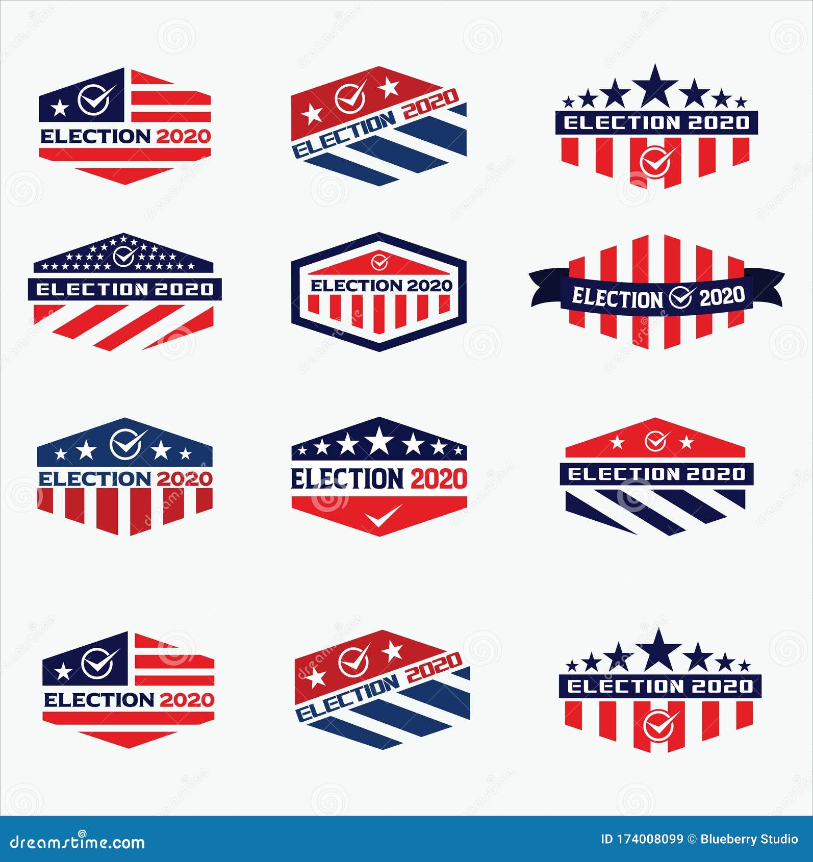 Big Set of 2020 United States of America Presidential Election Logo ...