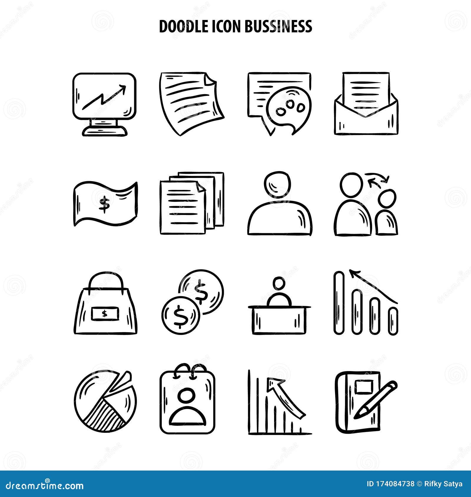 A Collection of Doodle Icon Sets Stock Vector - Illustration of doodle ...