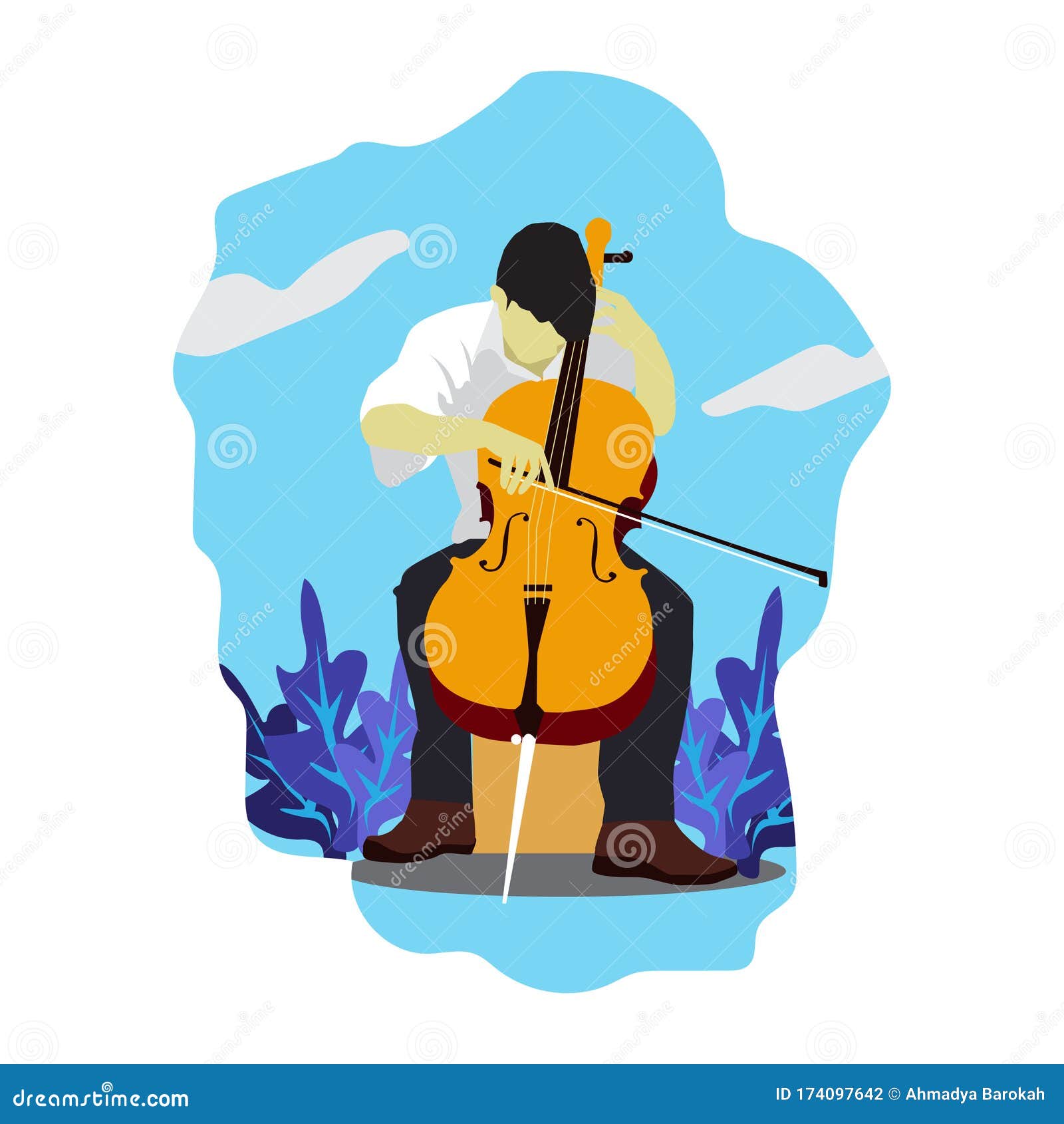 Cellist Man Playing Cello, Musicain Playing Classical Stock Vector ...