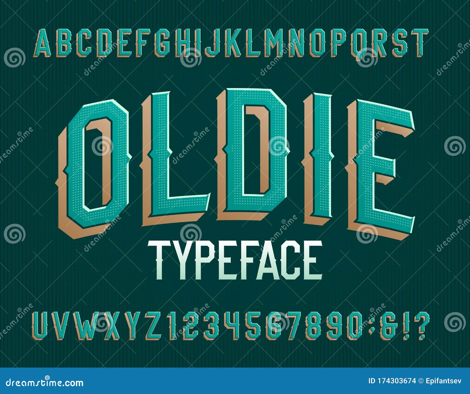 Oldie Alphabet Font. Retro Letters and Numbers Stock Vector ...