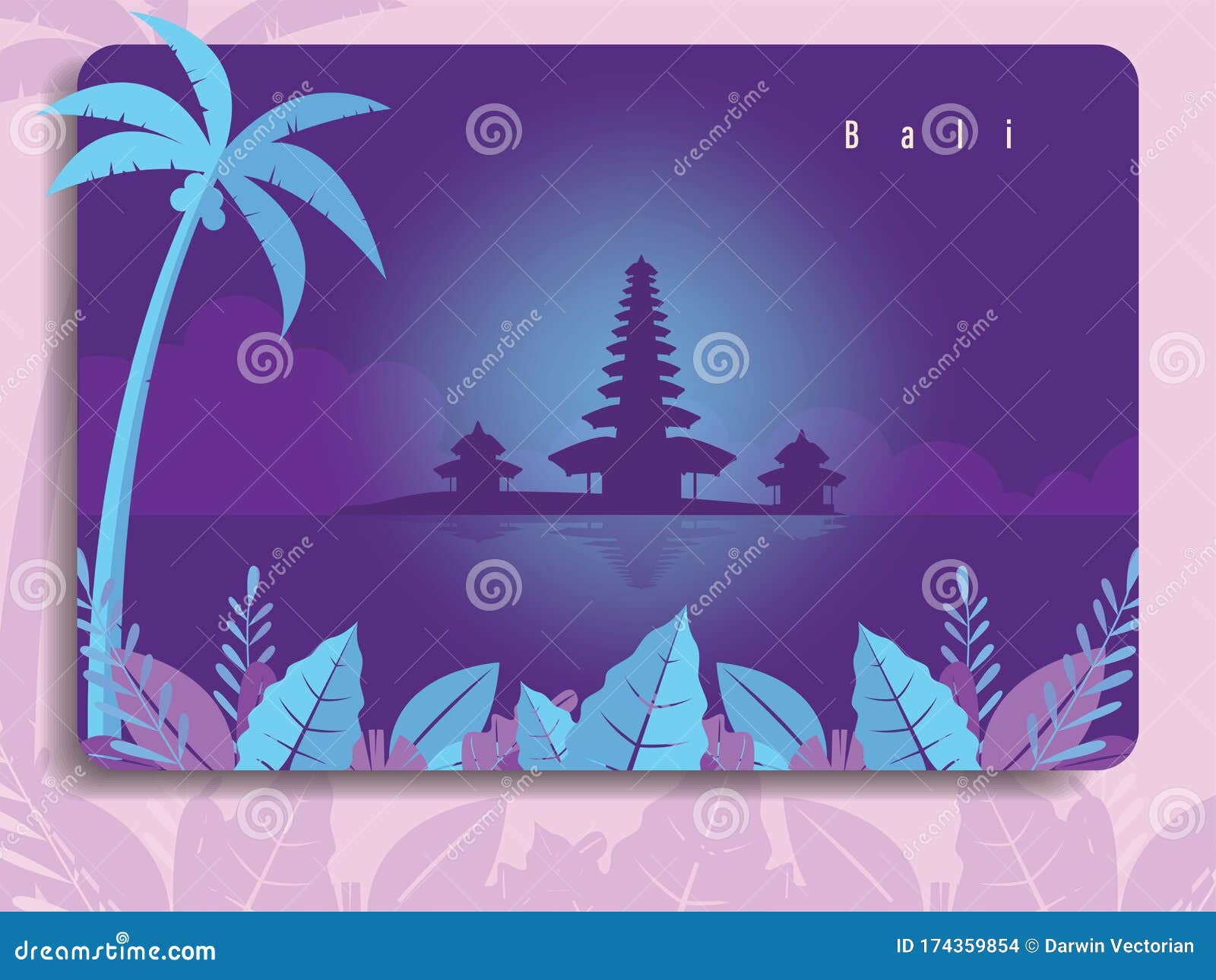 Beautiful Bali Tropical Island in Indonesia Illustration Silhouette ...