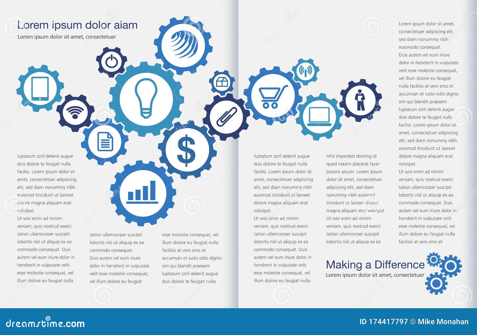 Tasteful Two Page Spread Layout Template Stock Vector - Illustration of ...