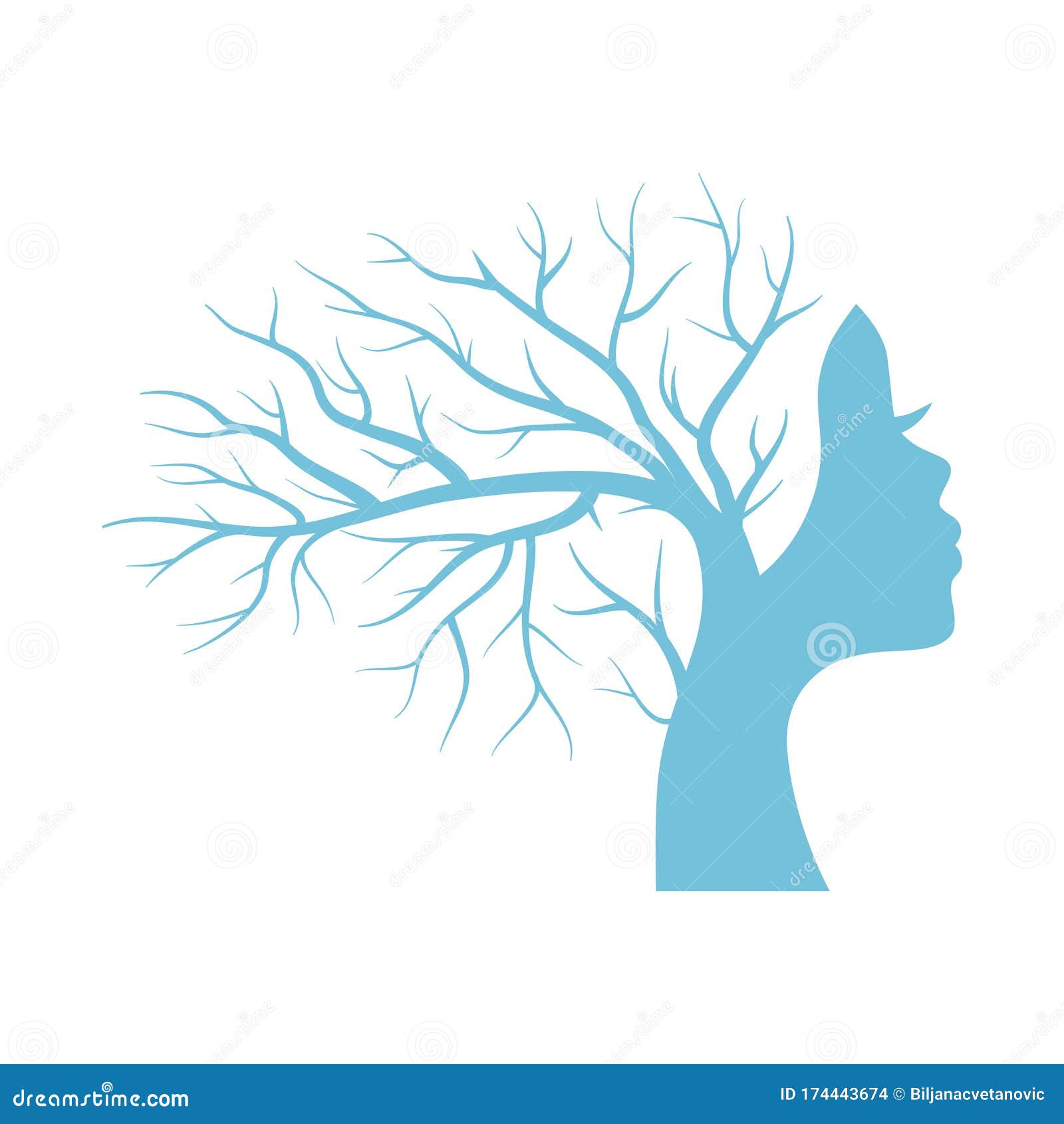 Winter Tree with Female Face Stock Vector - Illustration of face ...
