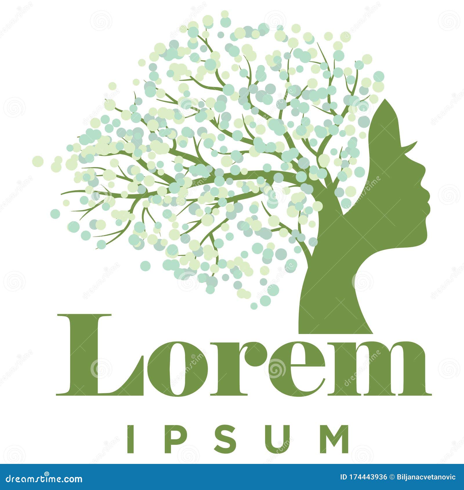 Green Tree with Female Face Stock Vector - Illustration of beauty ...