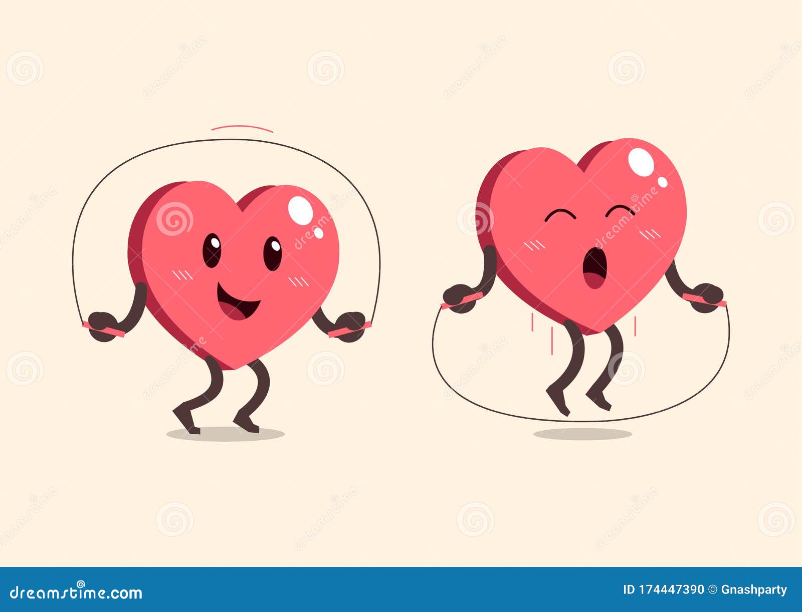 Cartoon Heart Character Jumping Rope Stock Vector - Illustration of ...