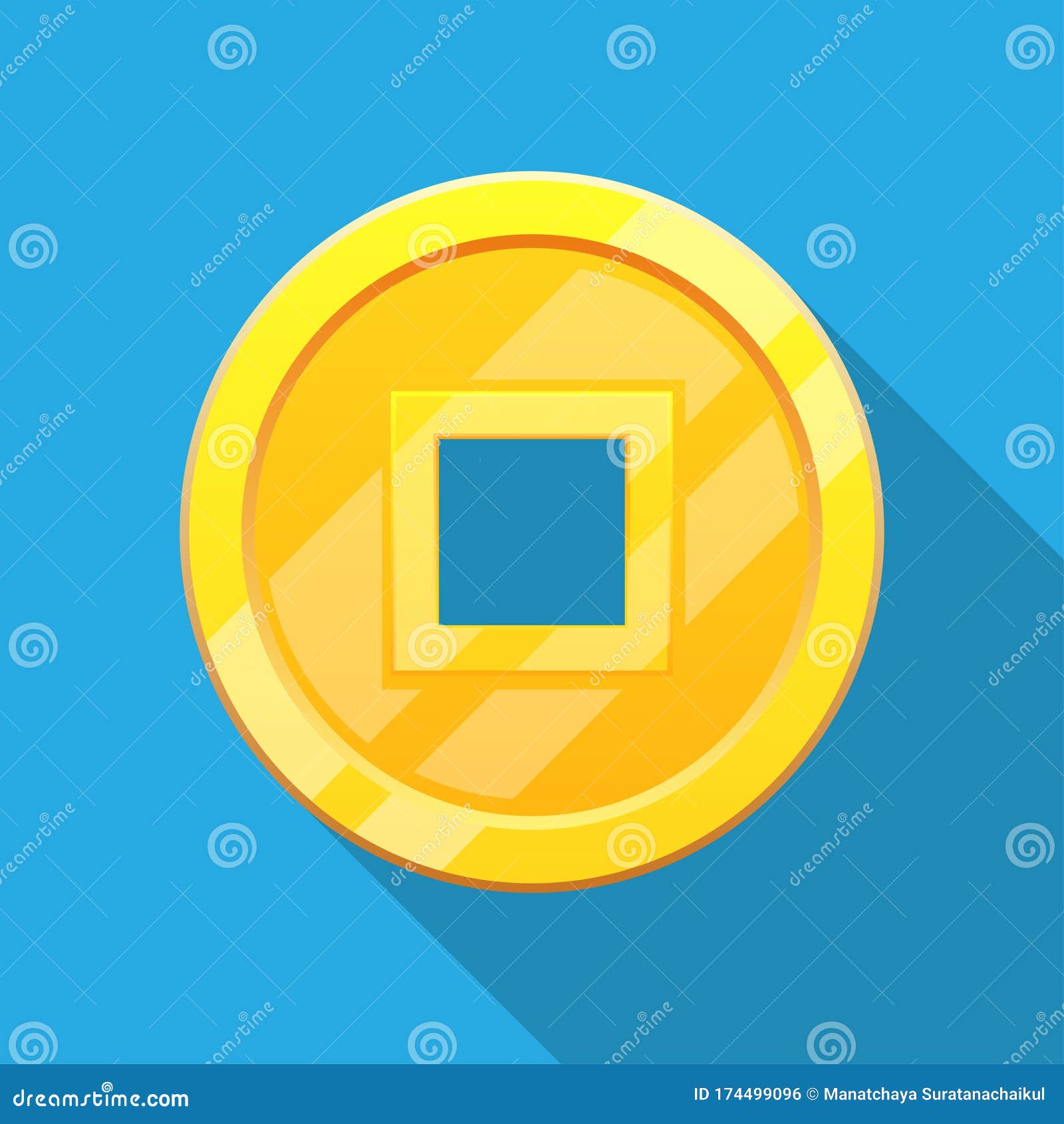 Chinese coin icon. stock vector. Illustration of sign - 174499096