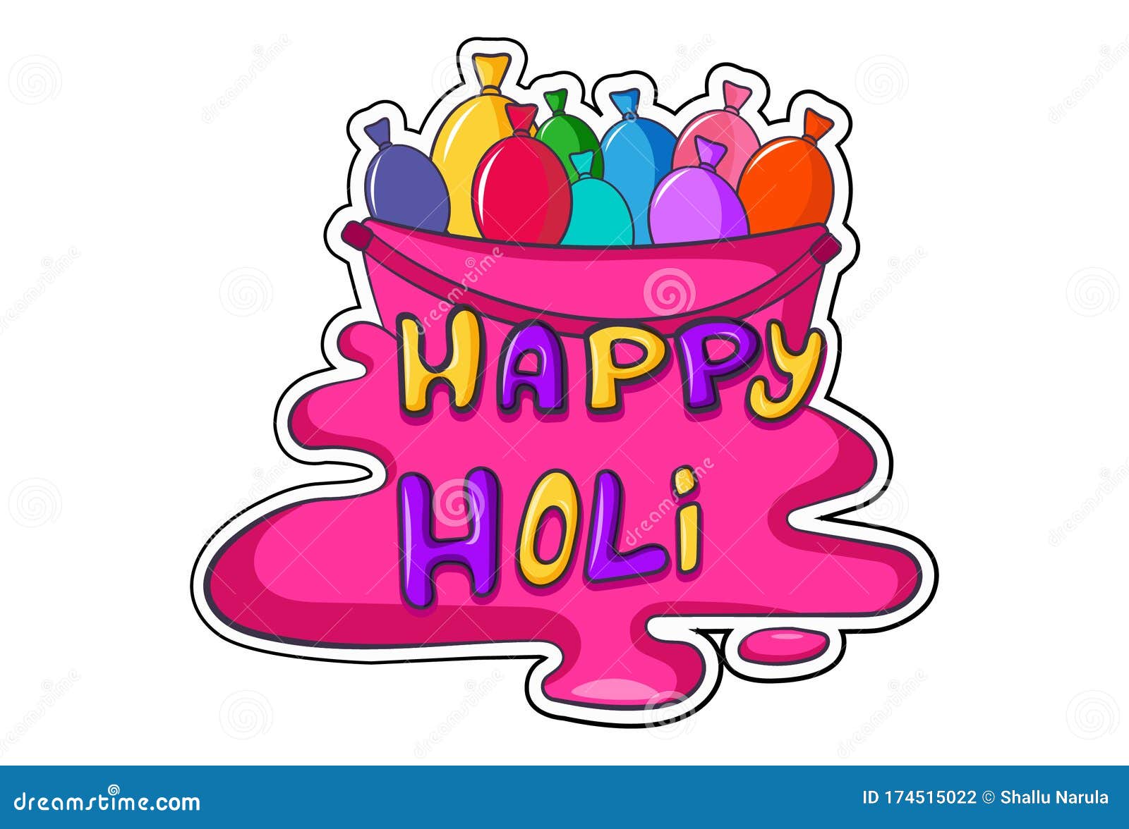 Vector Cartoon Illustration of Holi Sticker Stock Vector - Illustration ...