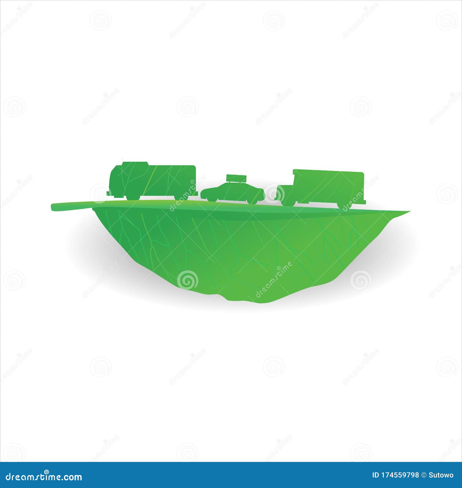 Eco Friendly Transportation Concept Abstract Green Leaf Forming Mass ...