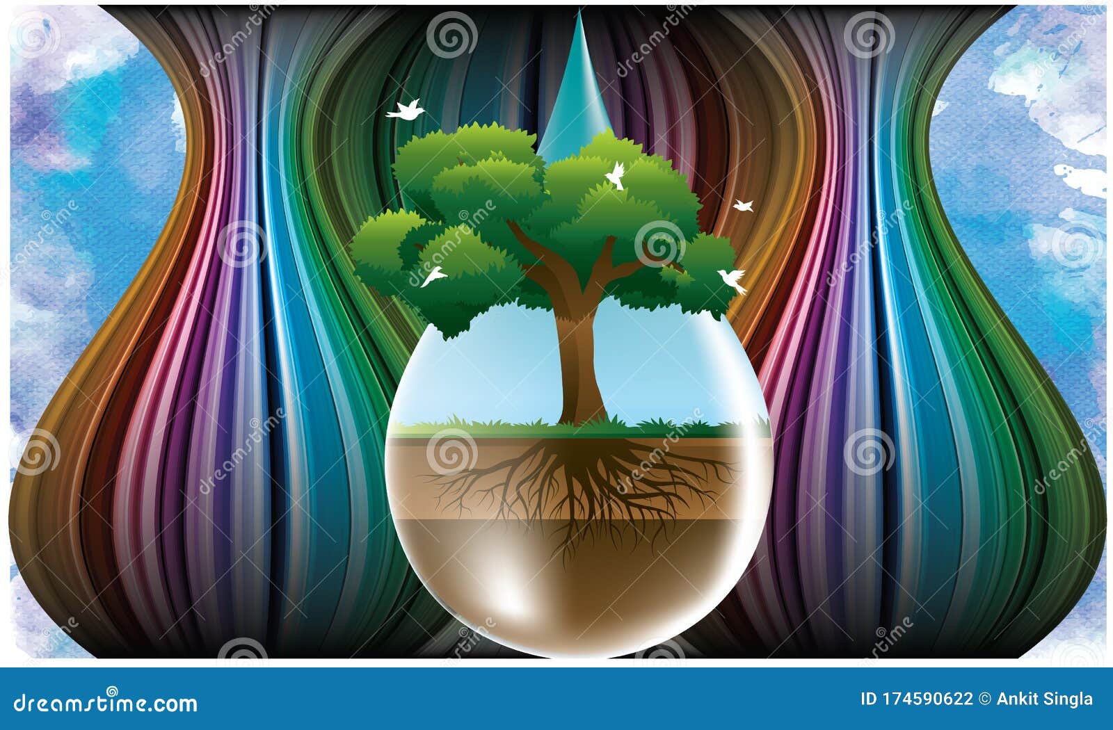 Save Water and Trees on Abstract Background Stock Vector - Illustration ...