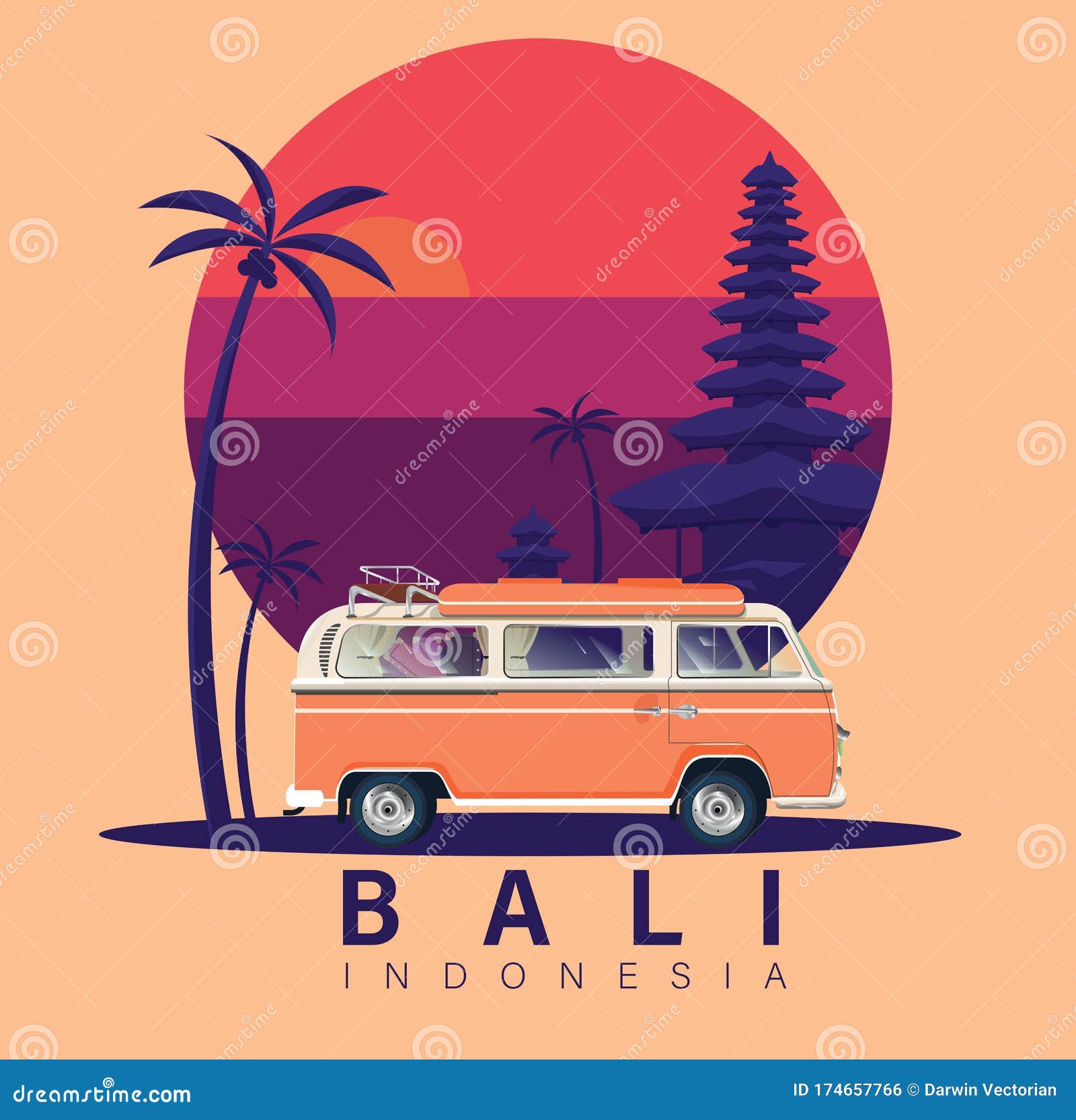Bali Island Silhouette Illustration Vector Design Stock Vector ...